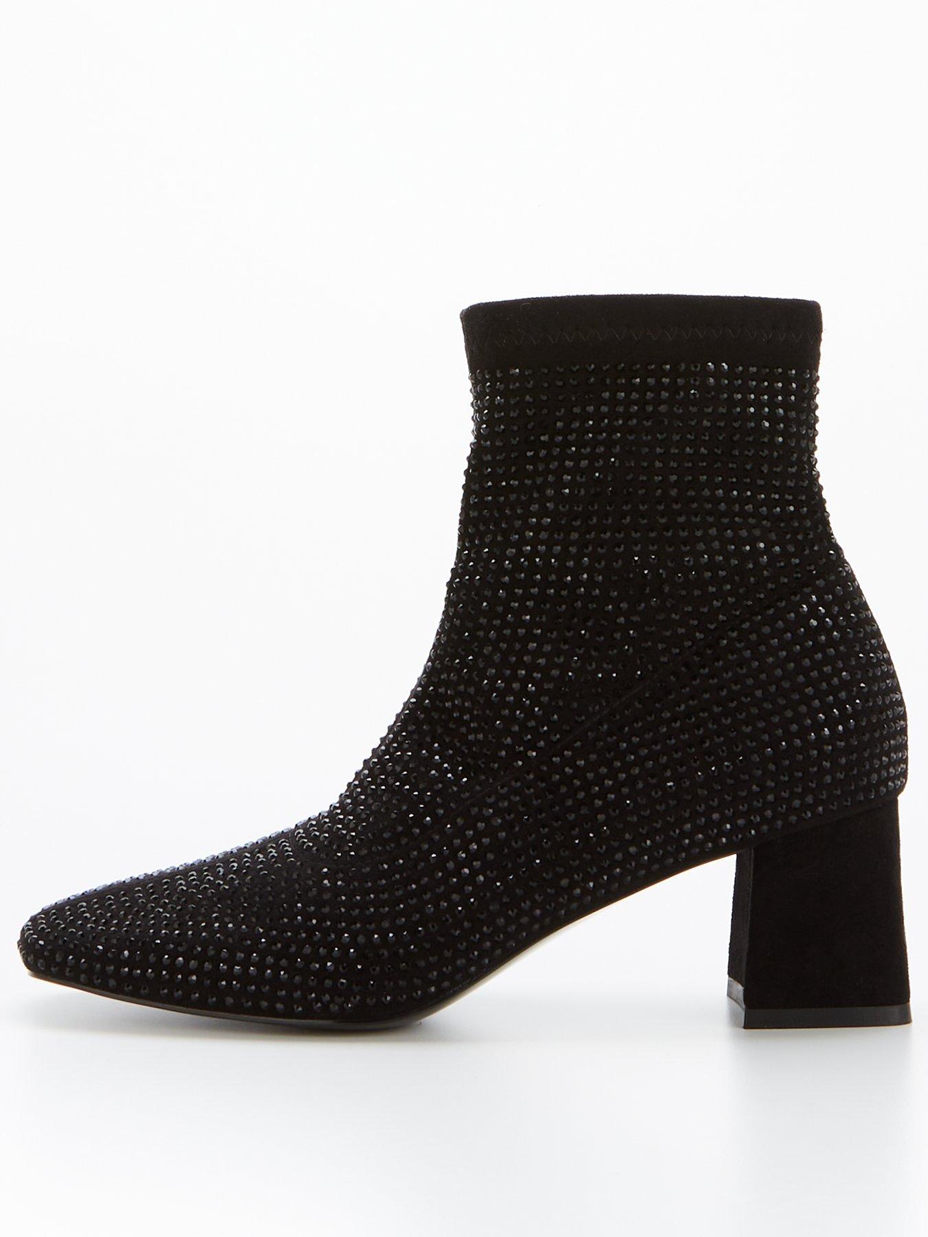 V by Very Wide Fit Block Heel Ankle Boot - Black | Very