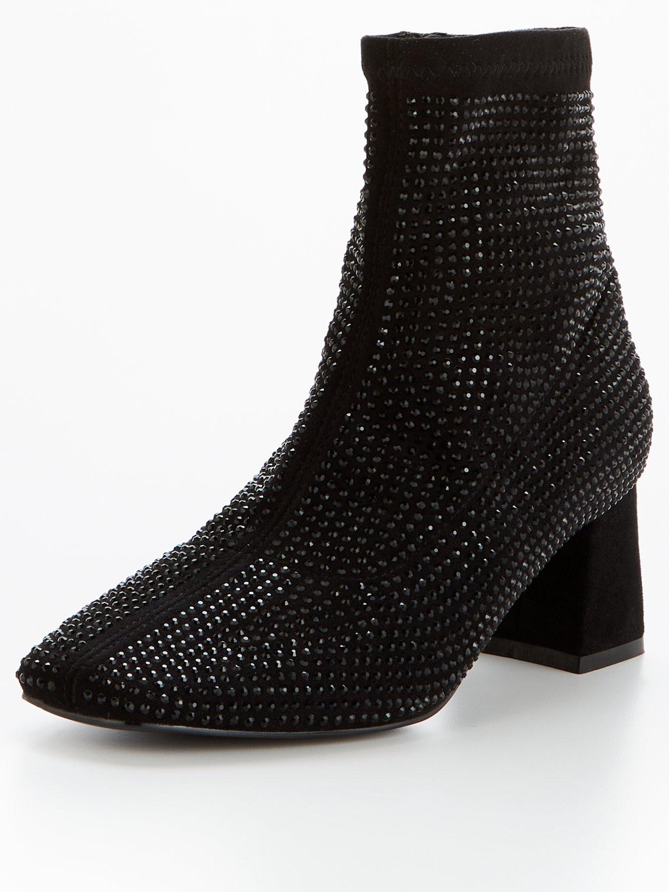 V by Very Wide Fit Block Heel Ankle Boot - Black | very.co.uk