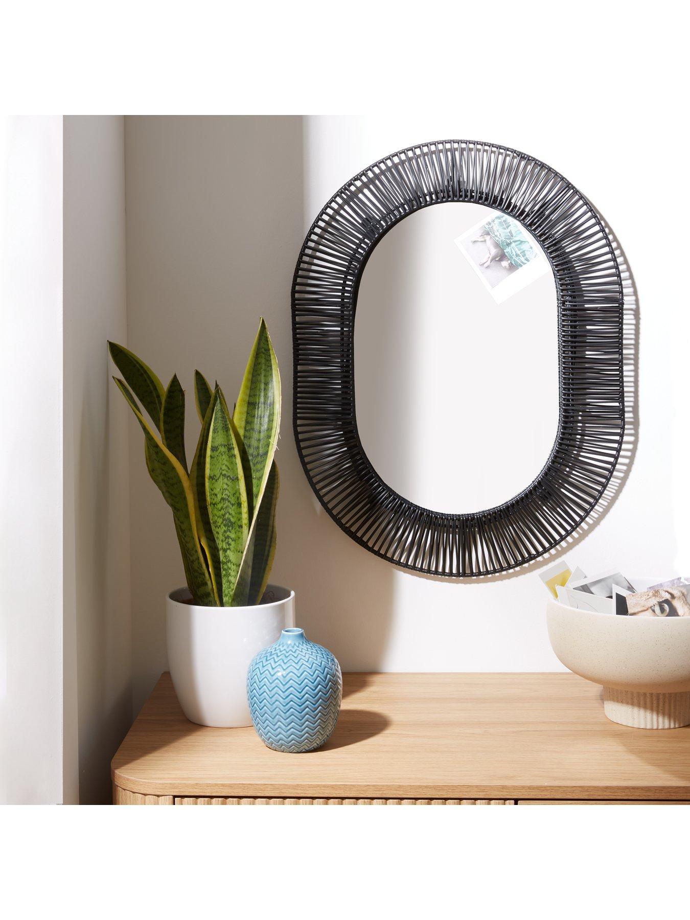 Very Home Black Poly Rattan Mirror 60x45cm | Very