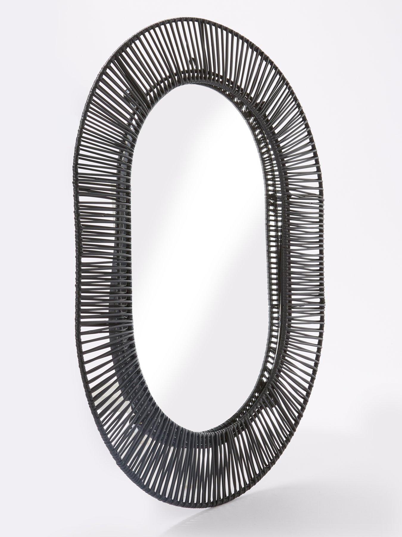 Very Home Black Poly Rattan Mirror 60x45cm | Very