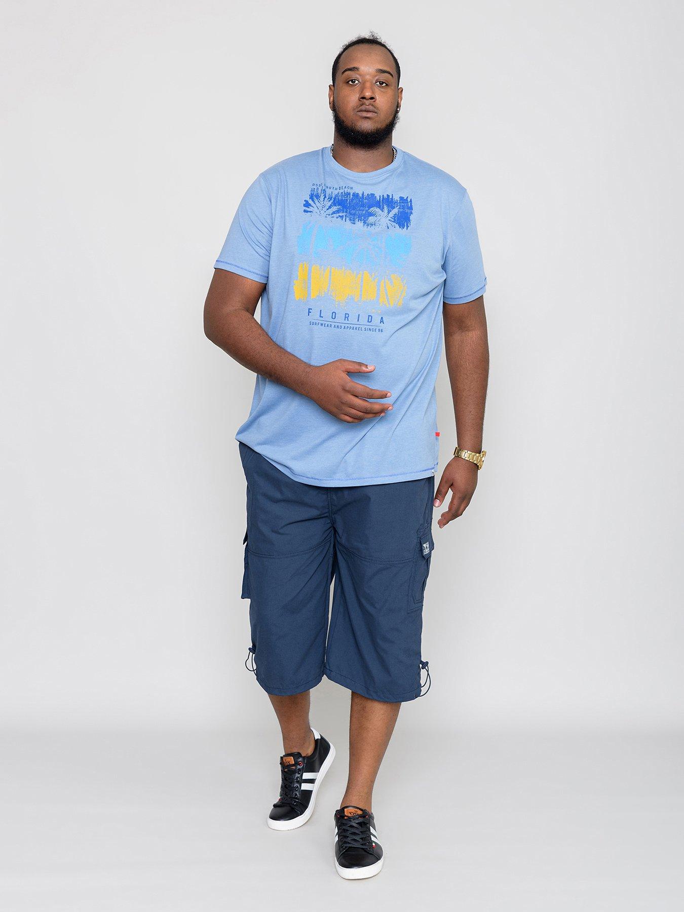 D555 Marham Florida Palm Tree Printed T-shirt - Blue Marl | very.co.uk
