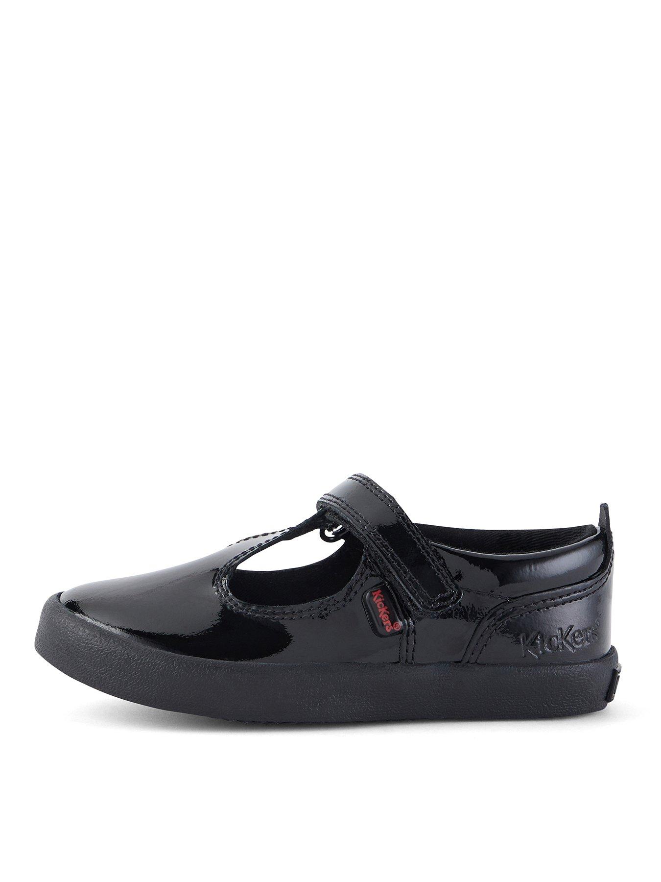 Kickers Kariko T-Strap Patent Infant School Shoe - Black | very.co.uk