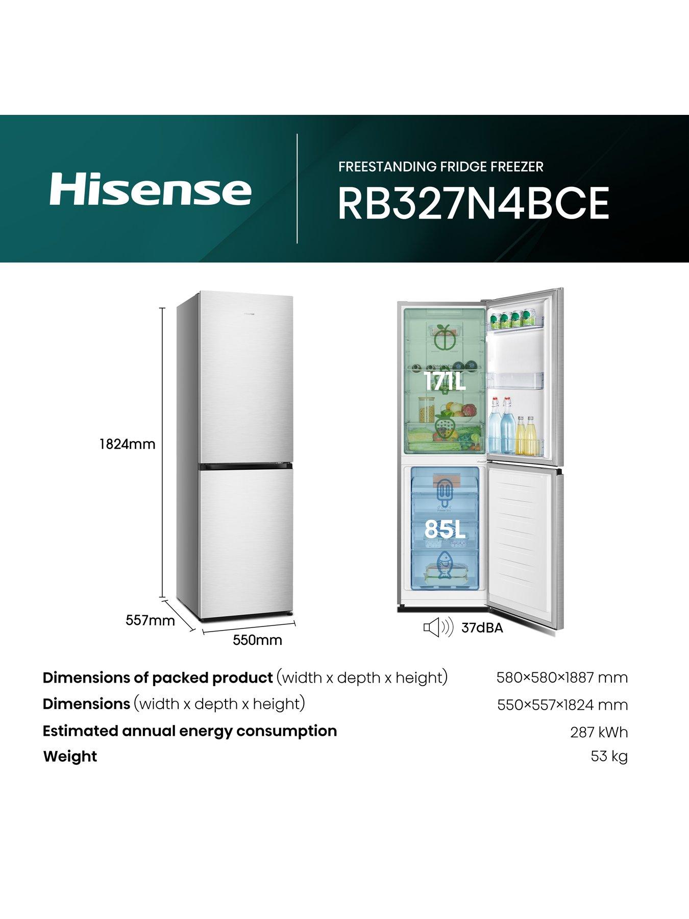 Hisense RB327N4BCE 55cm Wide Total No Frost Freestanding Fridge Freezer ...