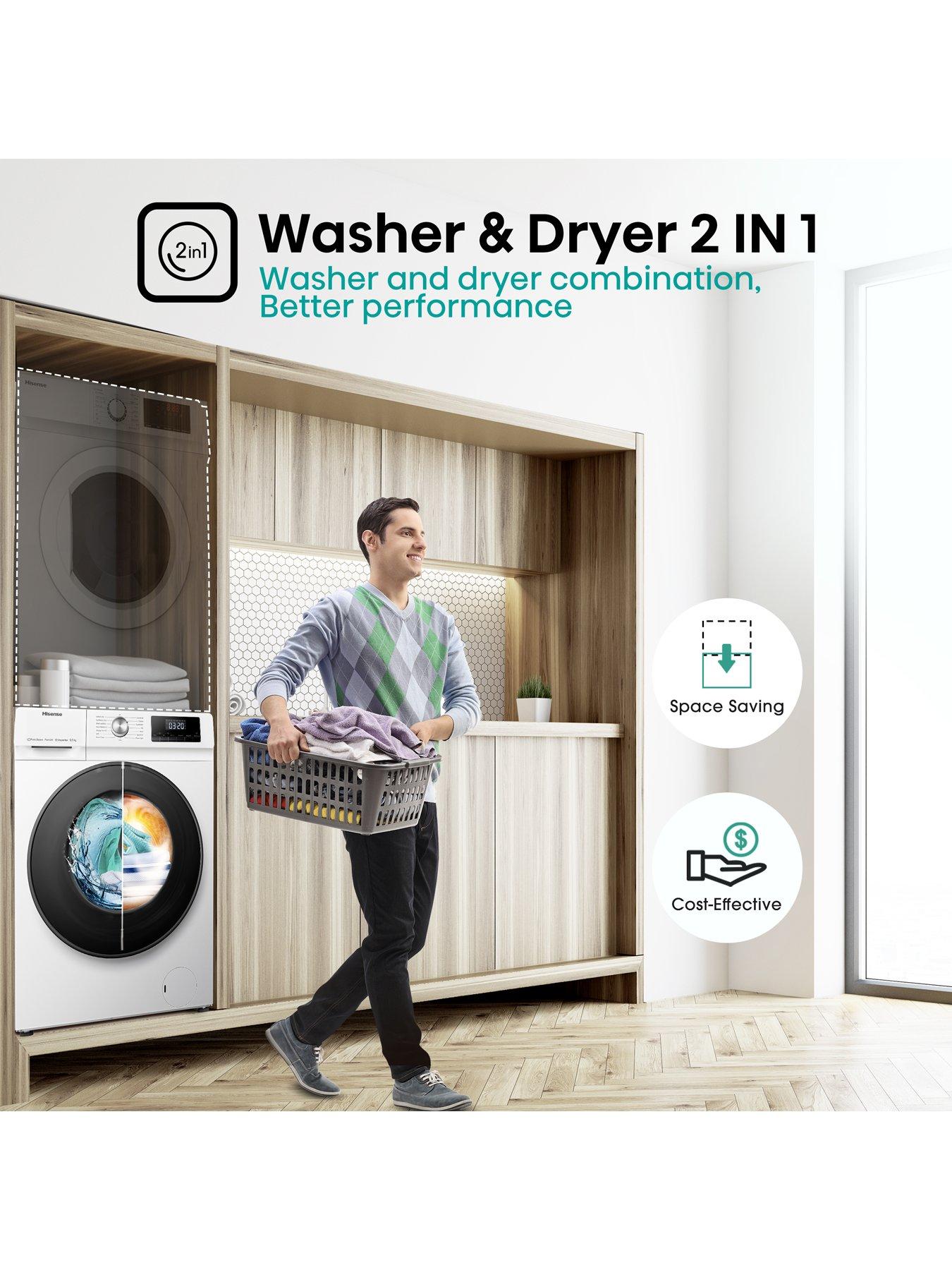 Hisense 3 Series WDQA8014EVJM 8kg Wash, 5kg Dry, 1400 Spin Washer Dryer ...