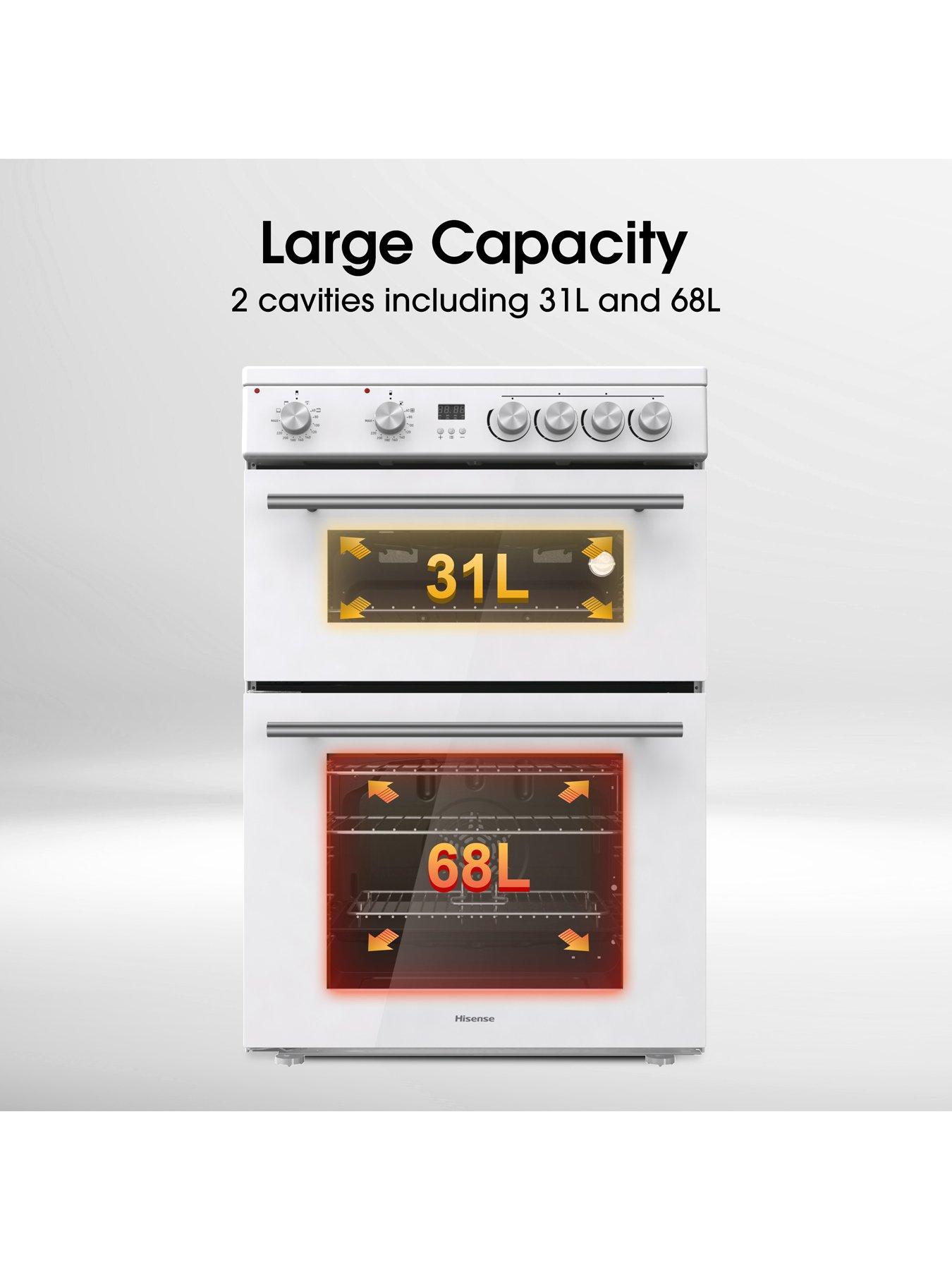 Hisense HDE3211BWUK Double Oven Electric Cooker with Ceramic Hob ...