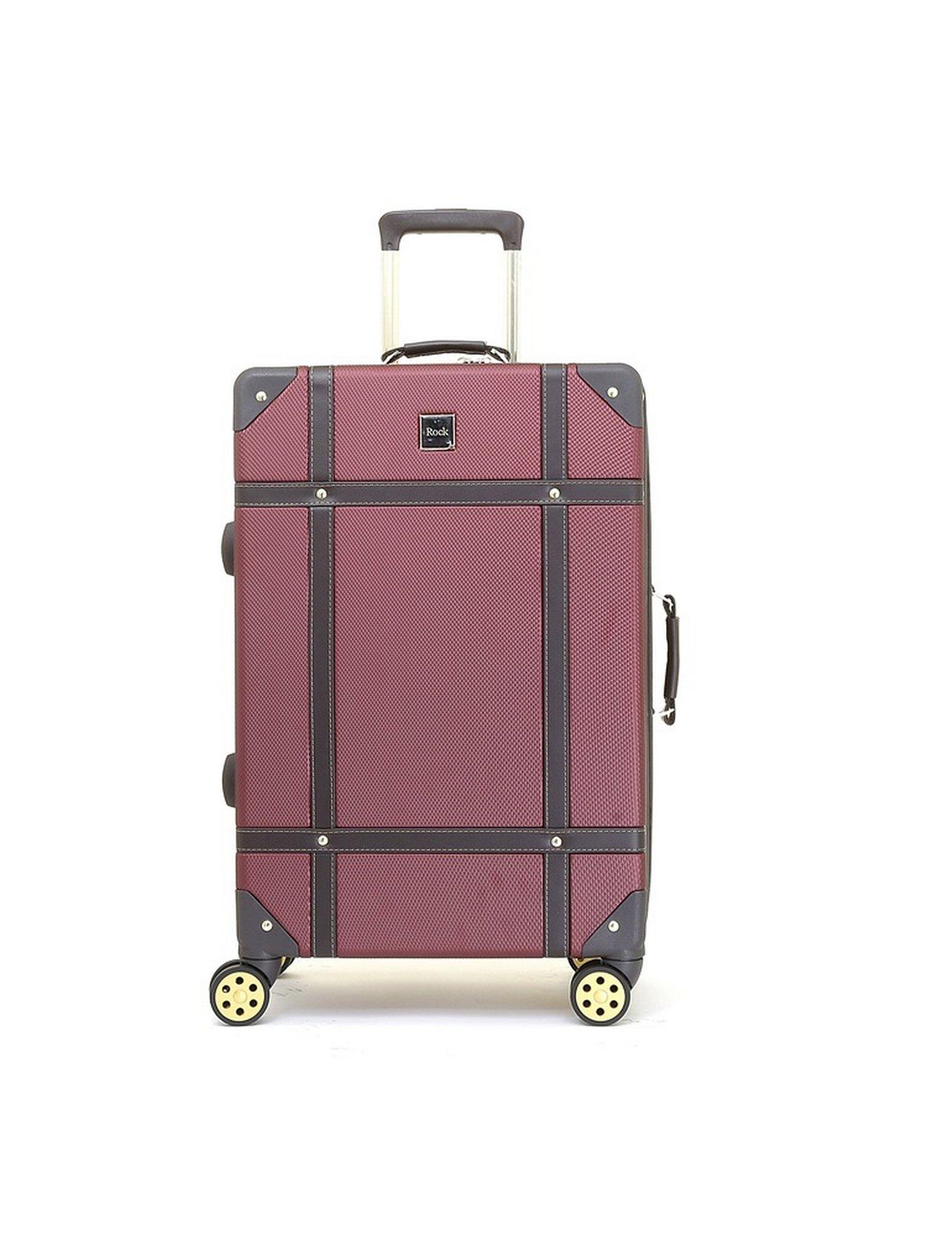 Rock Luggage Vintage 8 Wheel Retro Style Hardshell Medium Suitcase ...