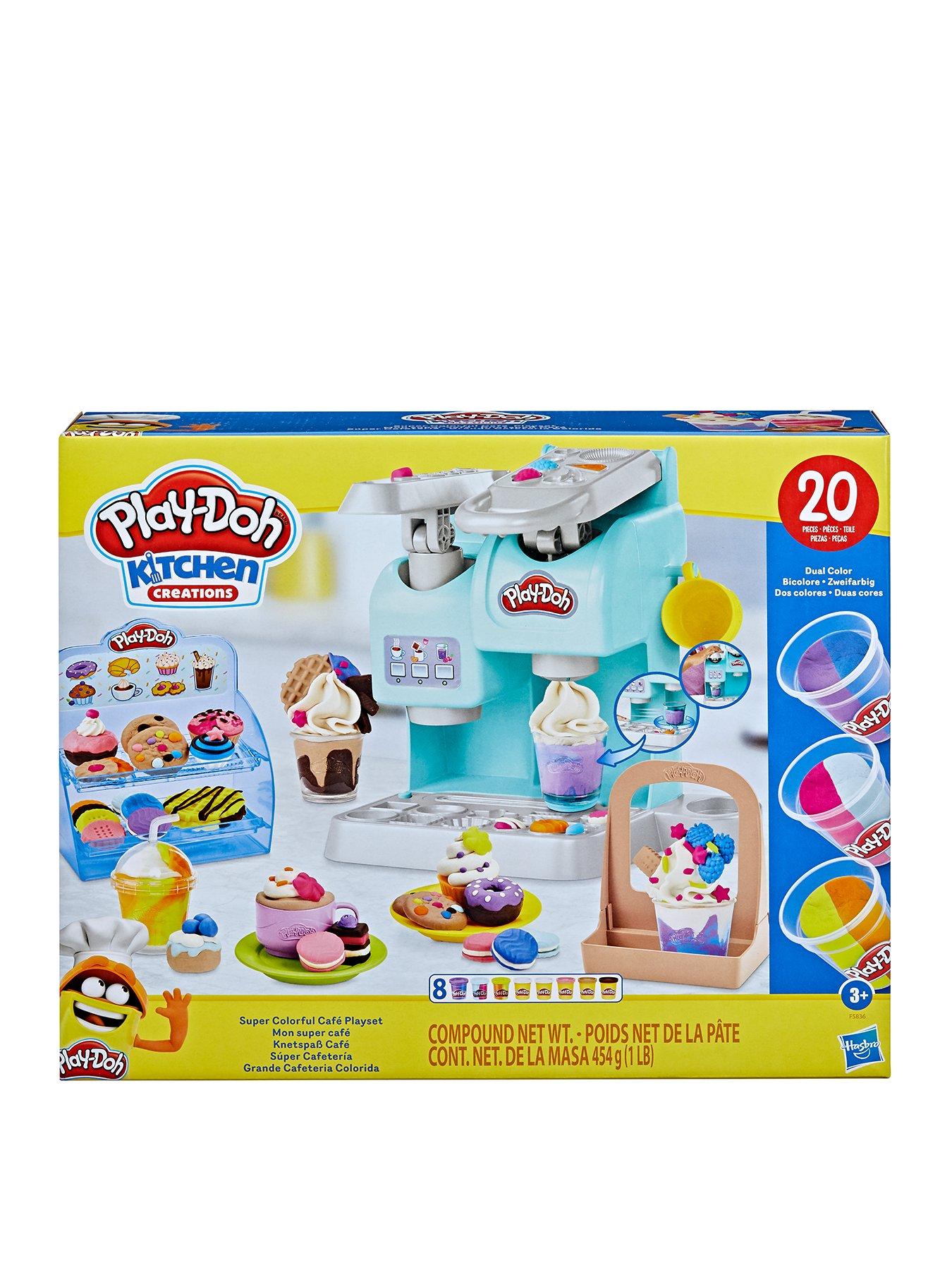 Play-Doh Kitchen Creations Super Colourful Cafe Playset with 20 Pieces ...