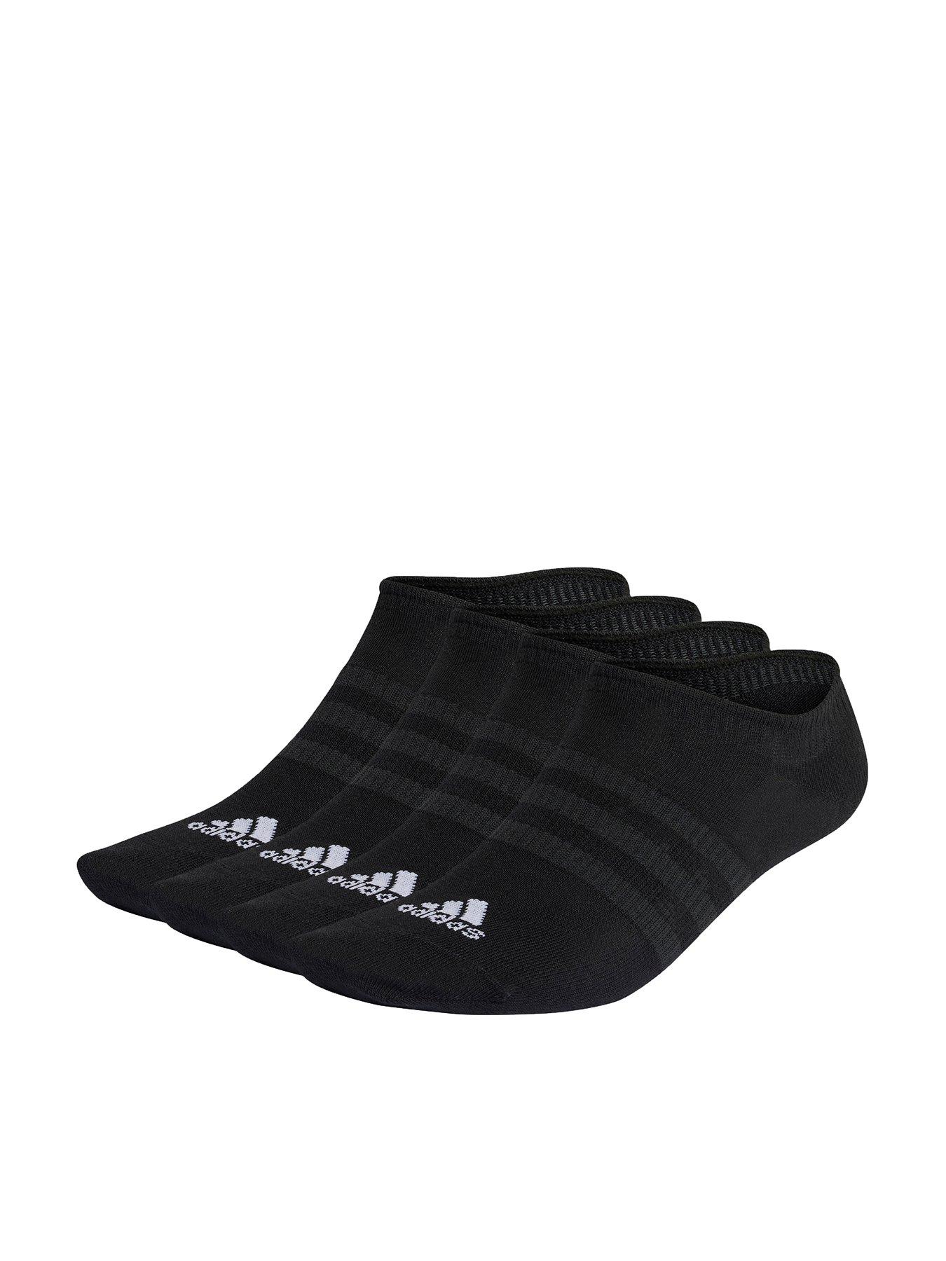 adidas 3 Pack No Show Socks - Black/White | Very