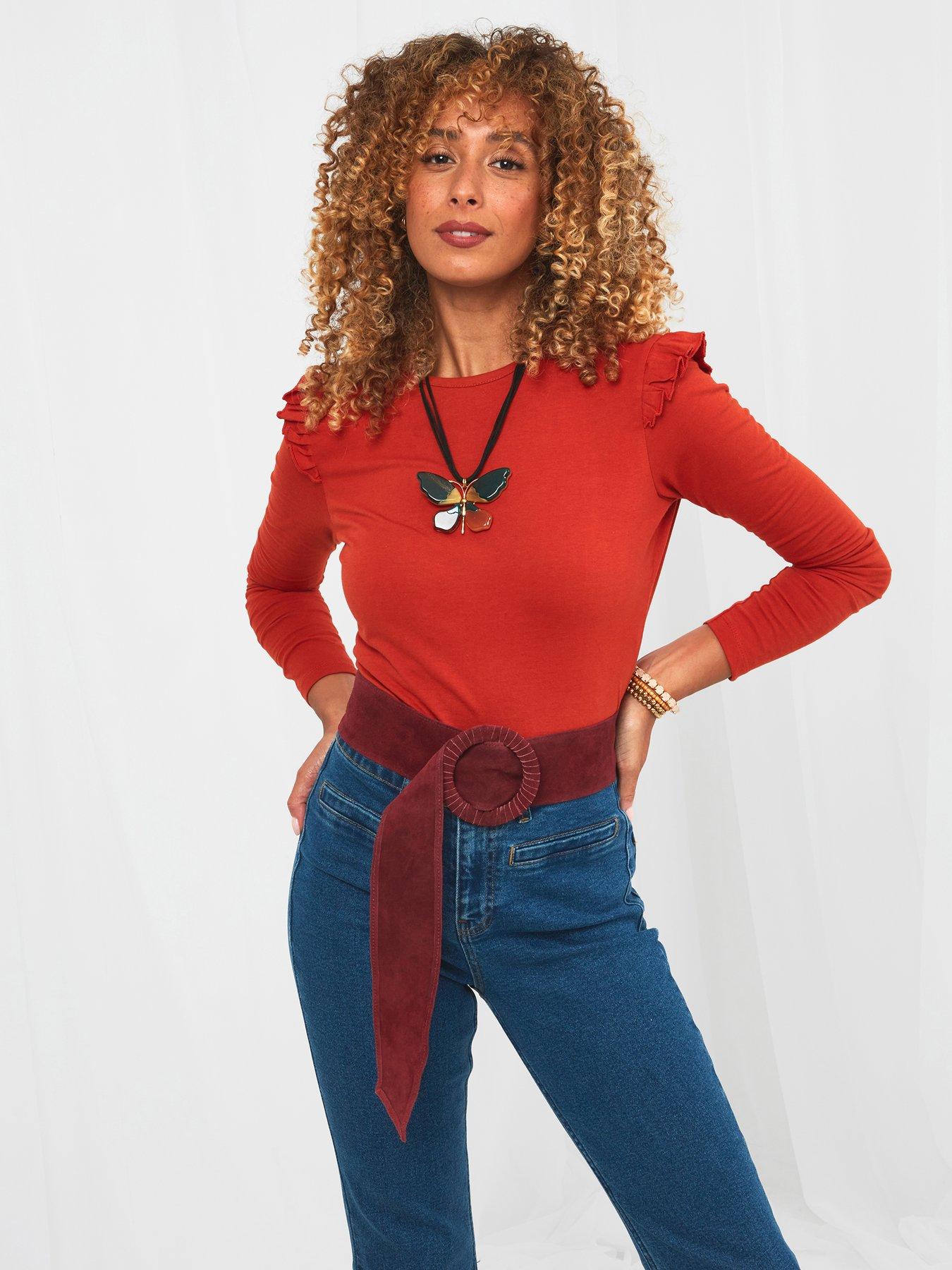 Joe Browns Stunning Ruffle Sleeve Tee -orange | Very.co.uk