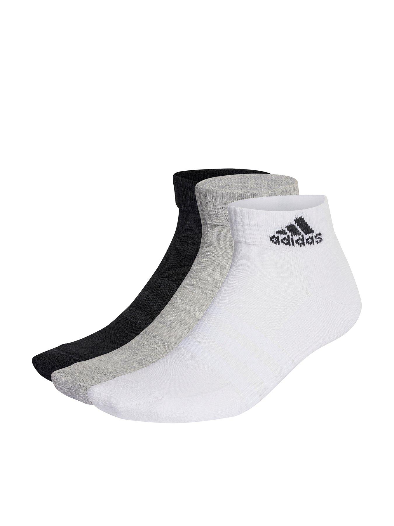 adidas Sportswear Unisex 3 Pack Cushioned Ankle Socks - White/Grey | Very