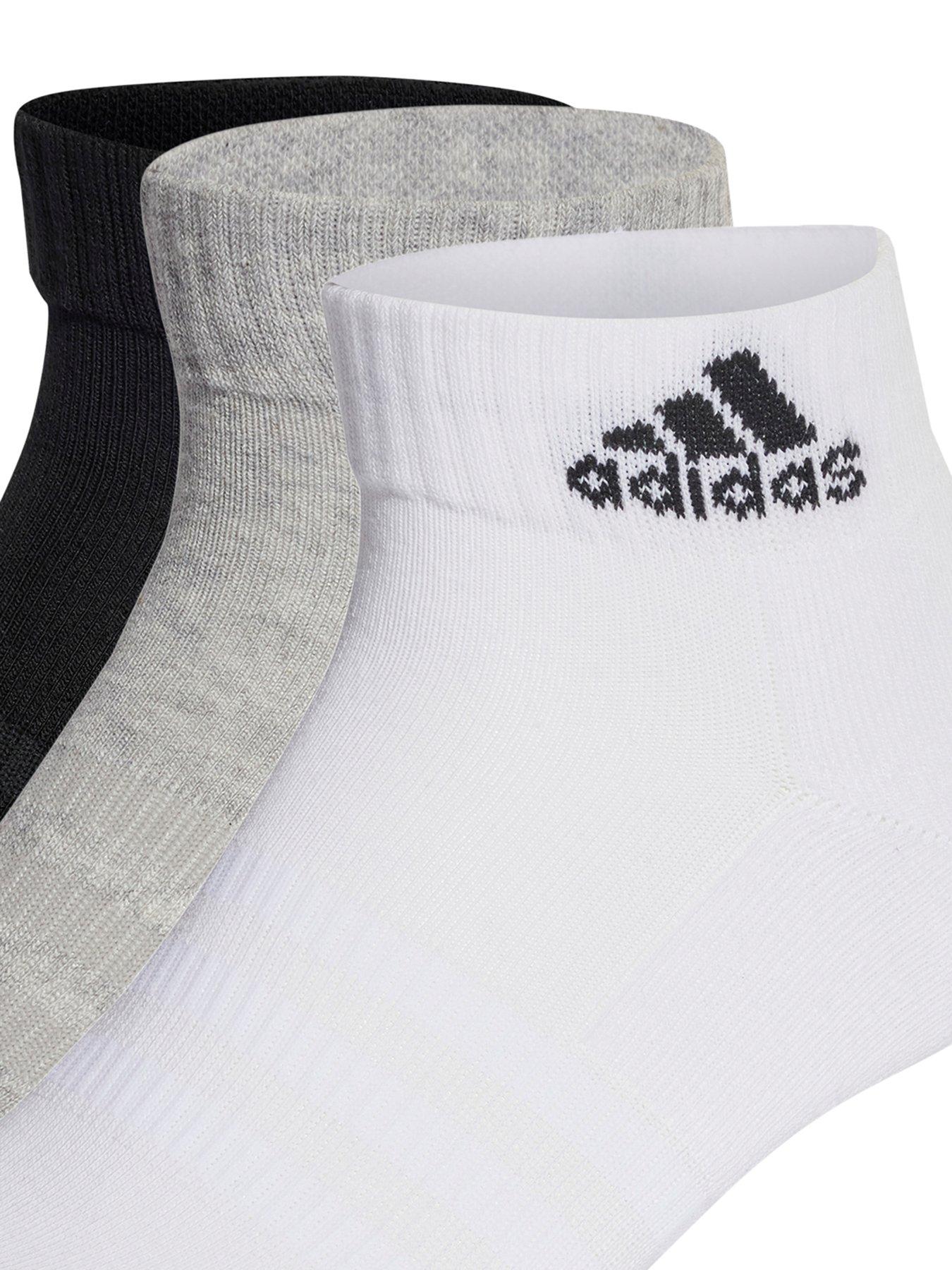 adidas Sportswear Unisex 3 Pack Cushioned Ankle Socks - White/Grey | Very