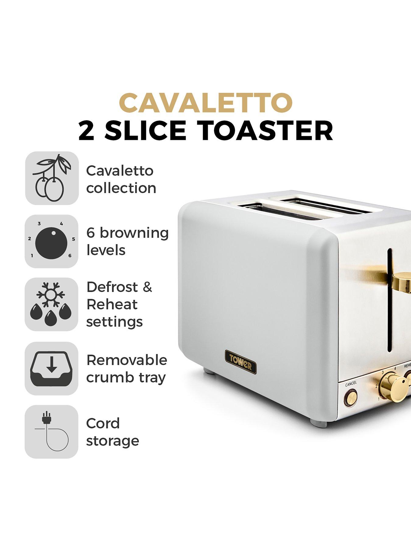 Tower Cavaletto 850W 2-Slice Toaster - Optic White | very.co.uk