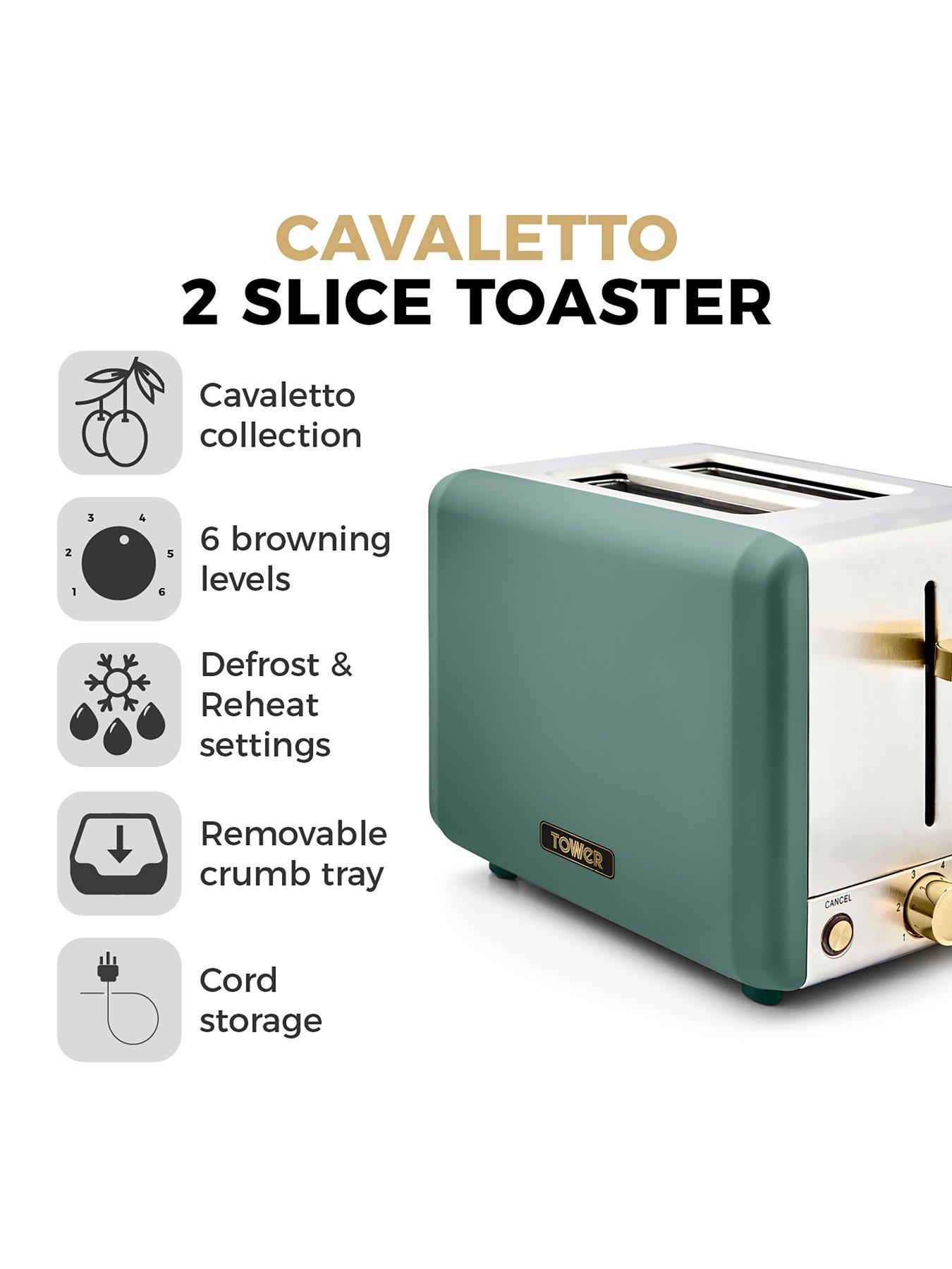 Tower Cavaletto 850W 2-Slice Toaster - Jade | Very