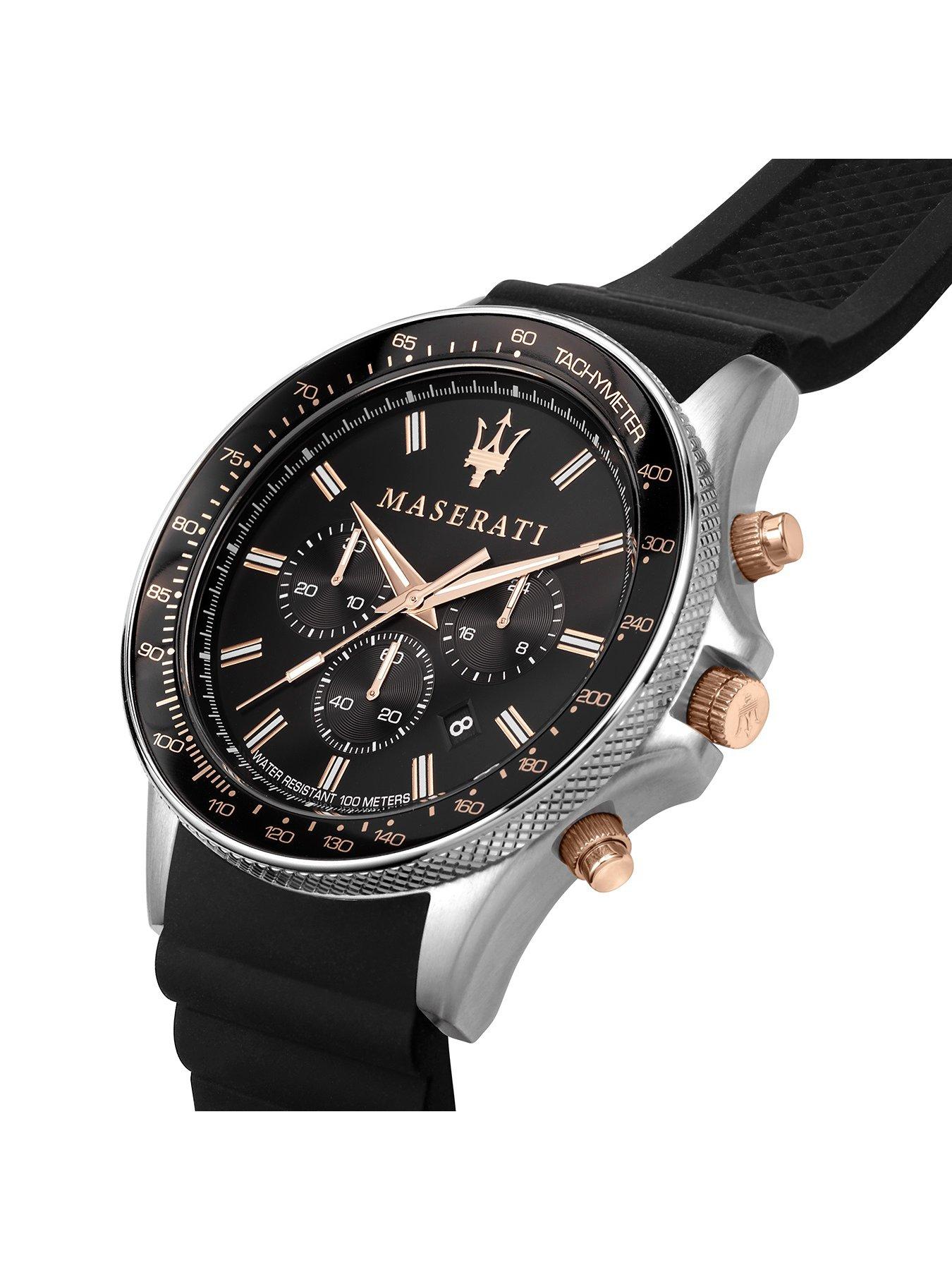Maserati Sfida 44Mm Chr Black Dial Blk Silicon Mens Watch | Very