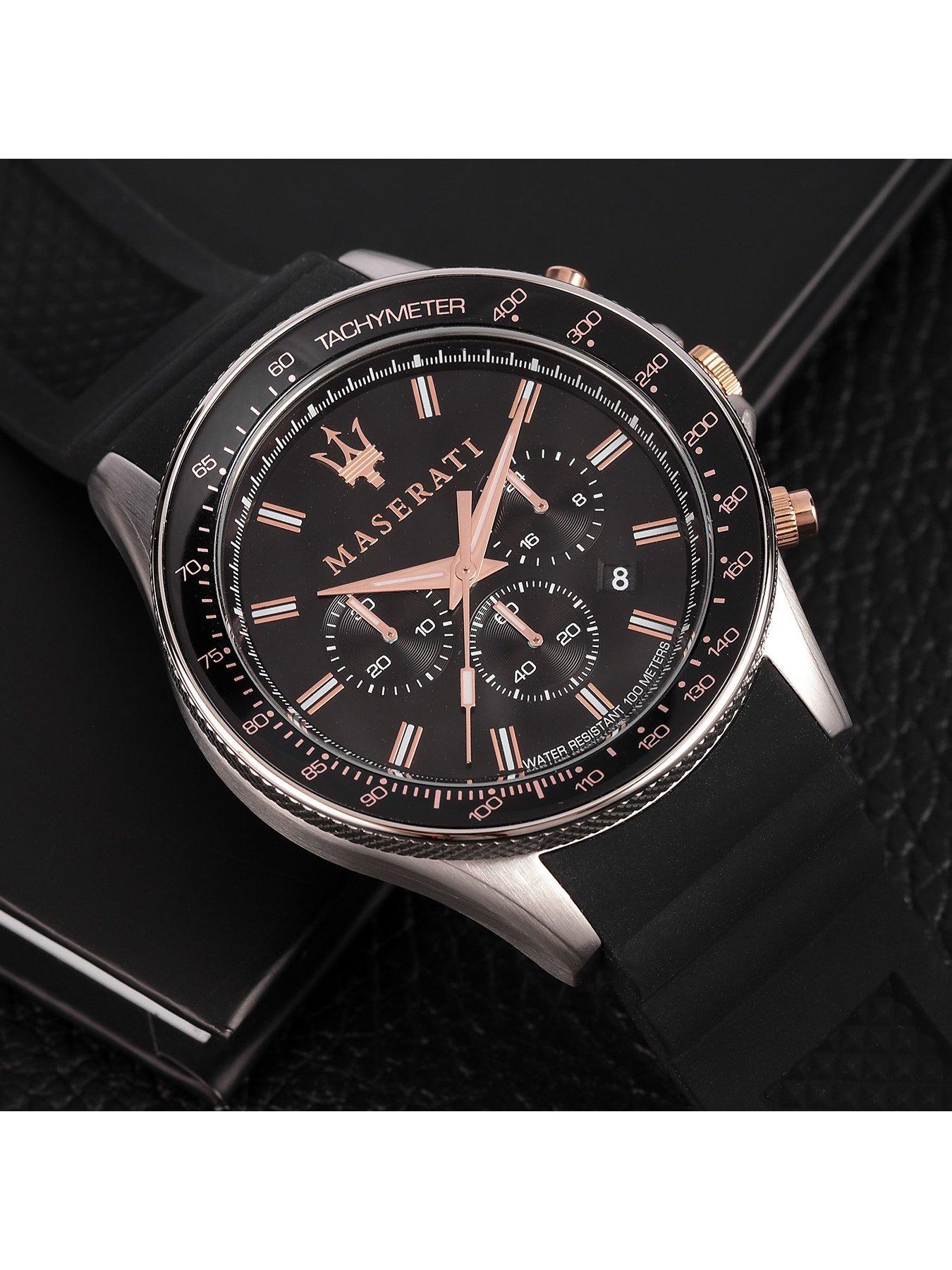 Maserati Sfida 44Mm Chr Black Dial Blk Silicon Mens Watch | Very