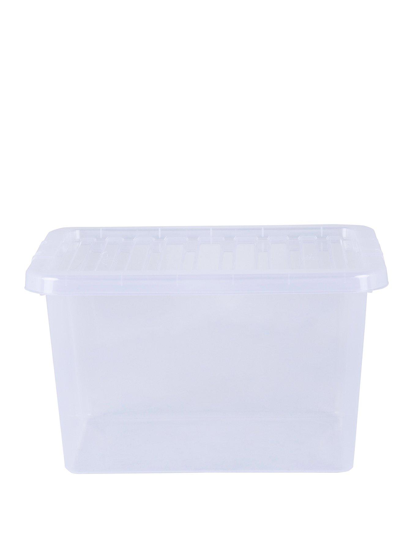 Wham Set of 5 Clear Crystal Plastic Storage Boxes – 25 litres each ...
