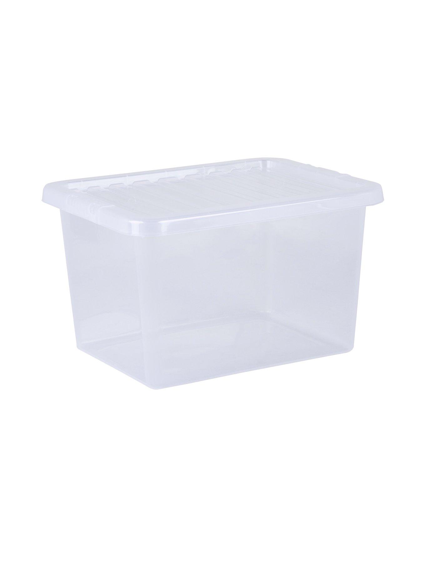 Wham Set of 5 Clear Crystal Plastic Storage Boxes – 25 litres each ...