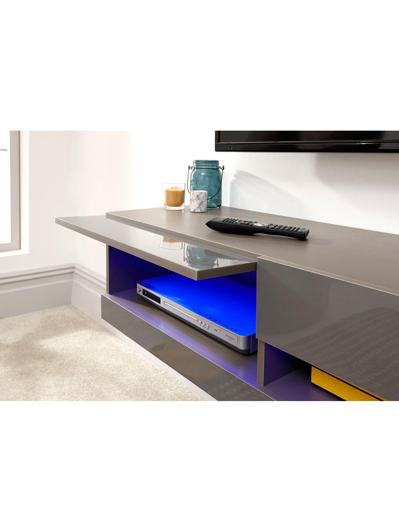 GFW Galicia 120 cm Floating Wall TV Unit with LED Lights - fits up to ...