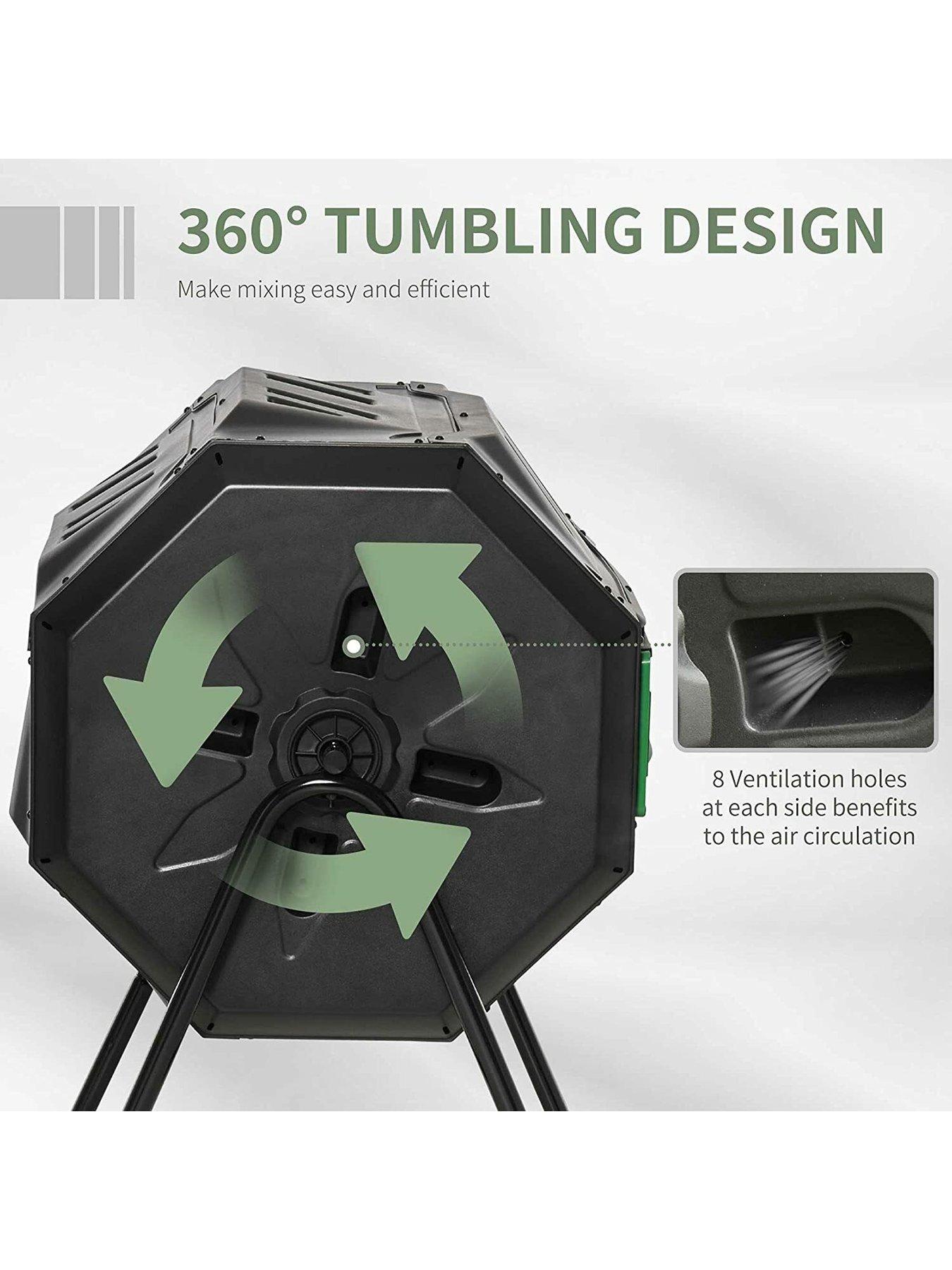 OutSunny Garden Compost Bin Dual Tumbler Rotating Outdoor Composter ...