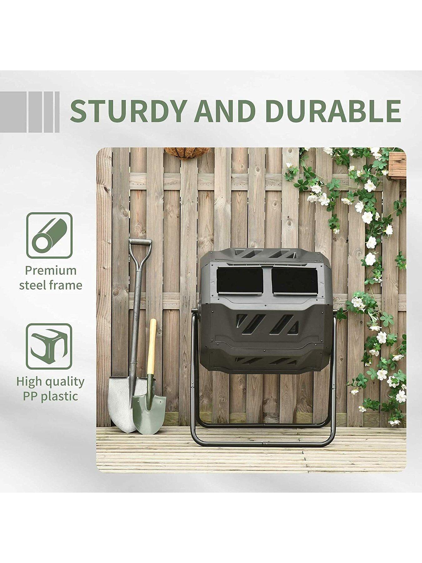 OutSunny Garden Compost Bin Dual Tumbler Rotating Outdoor Composter ...
