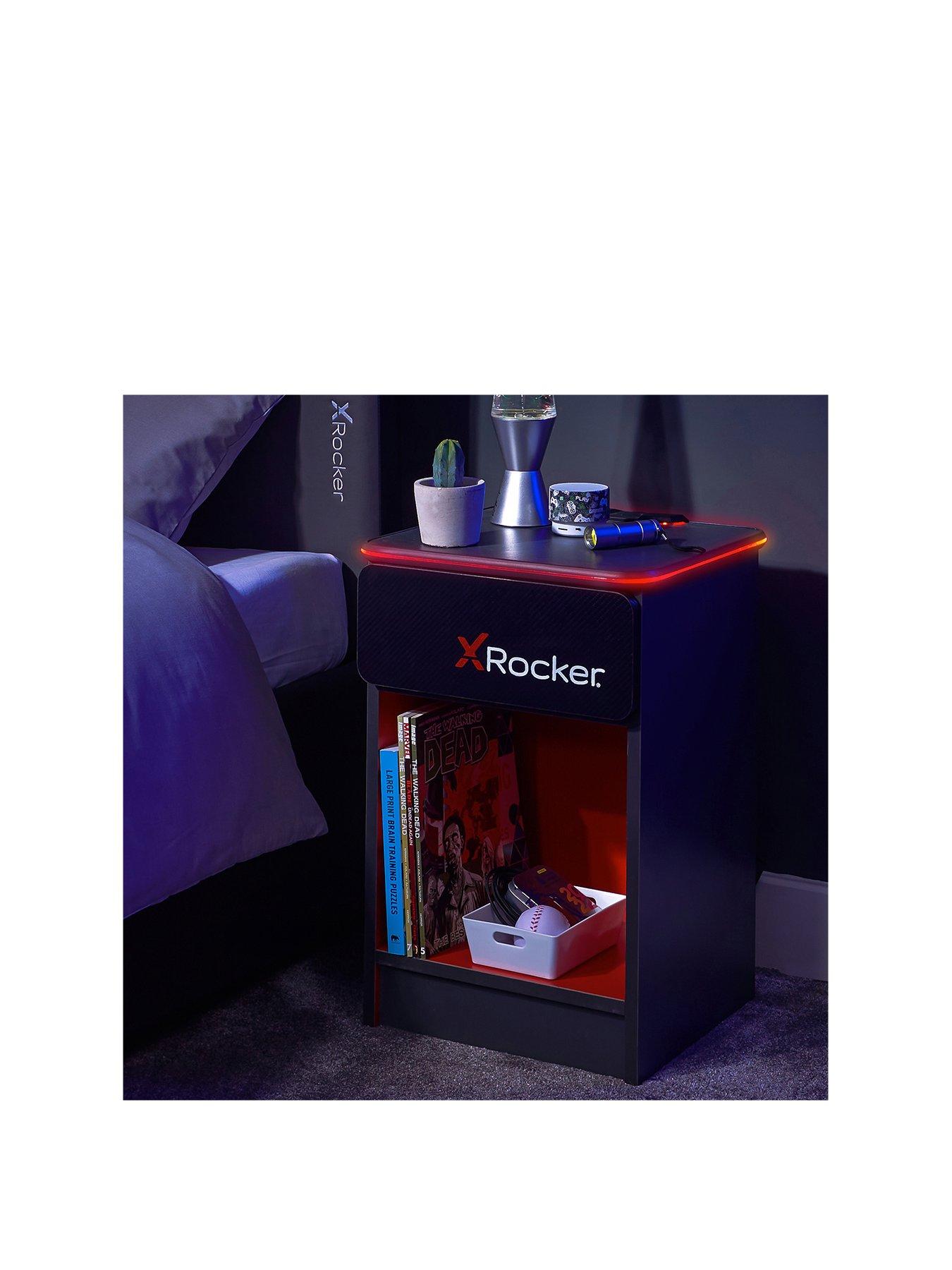 X Rocker Carbon-tek Side Table With Neo LED Lighting and Wireless Phone ...