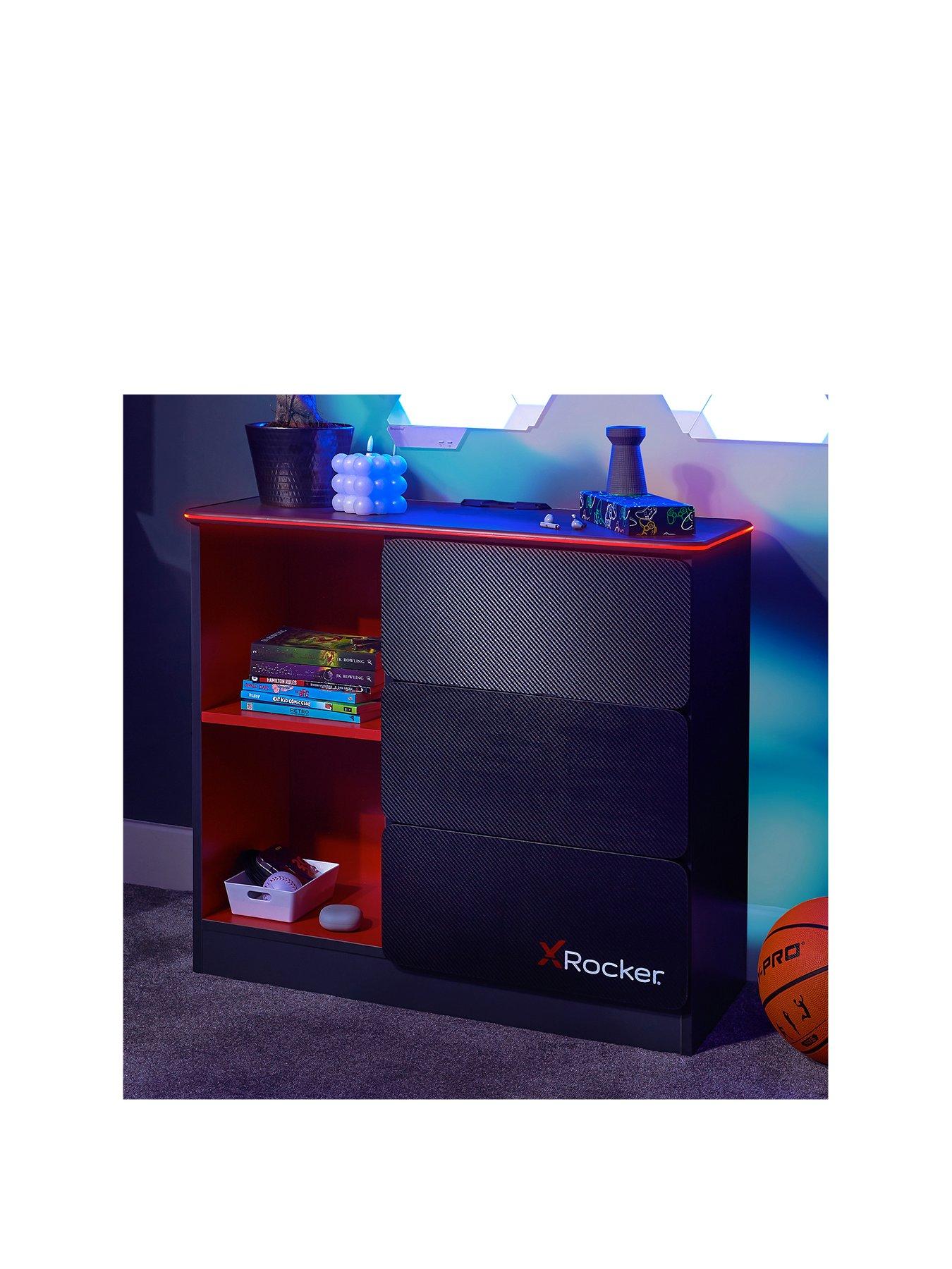 X Rocker Carbon-tek Gaming Storage Sideboard with Drawers, Shelves and ...