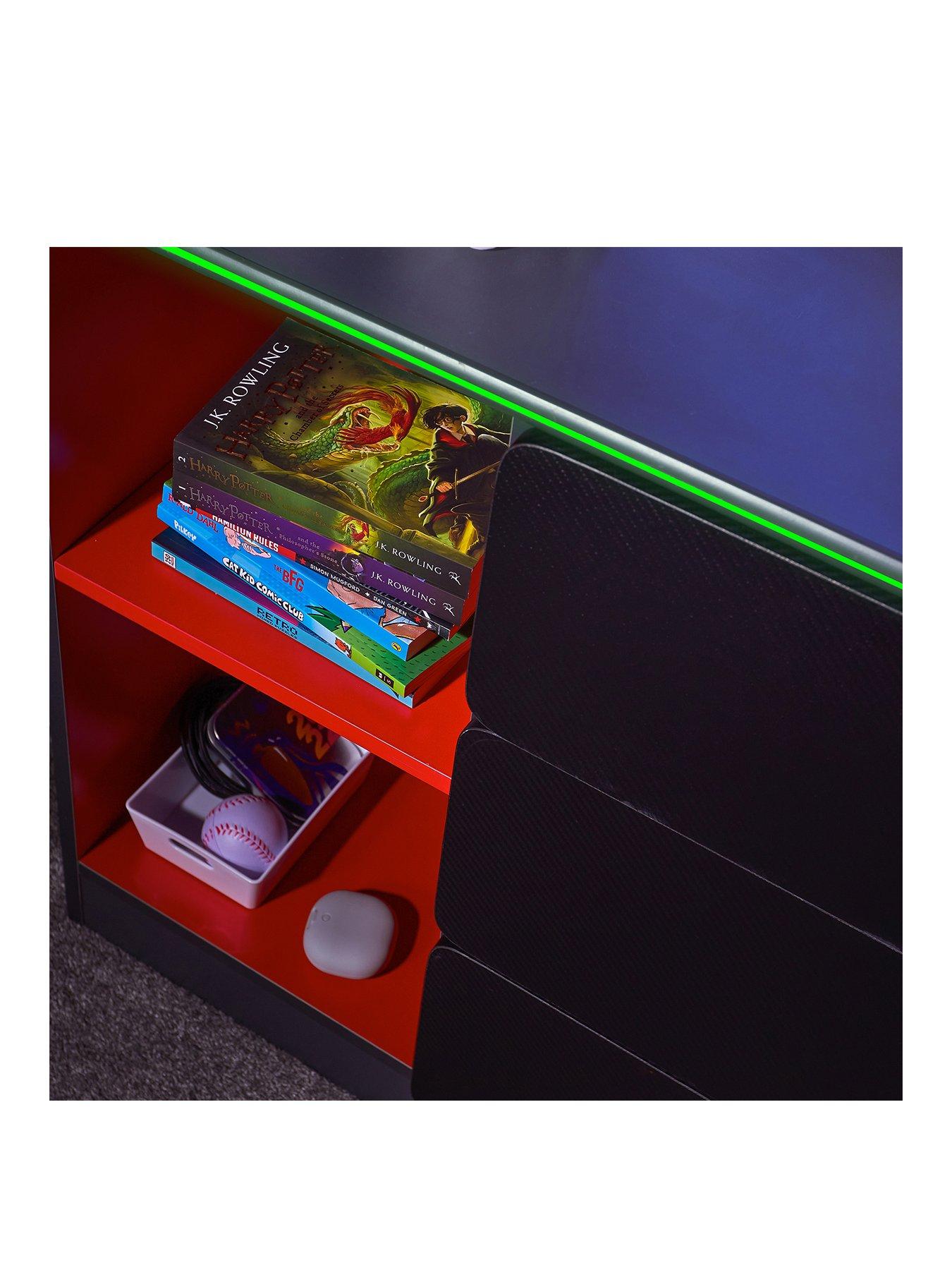 X Rocker Carbon-tek Gaming Storage Sideboard with Drawers, Shelves and ...
