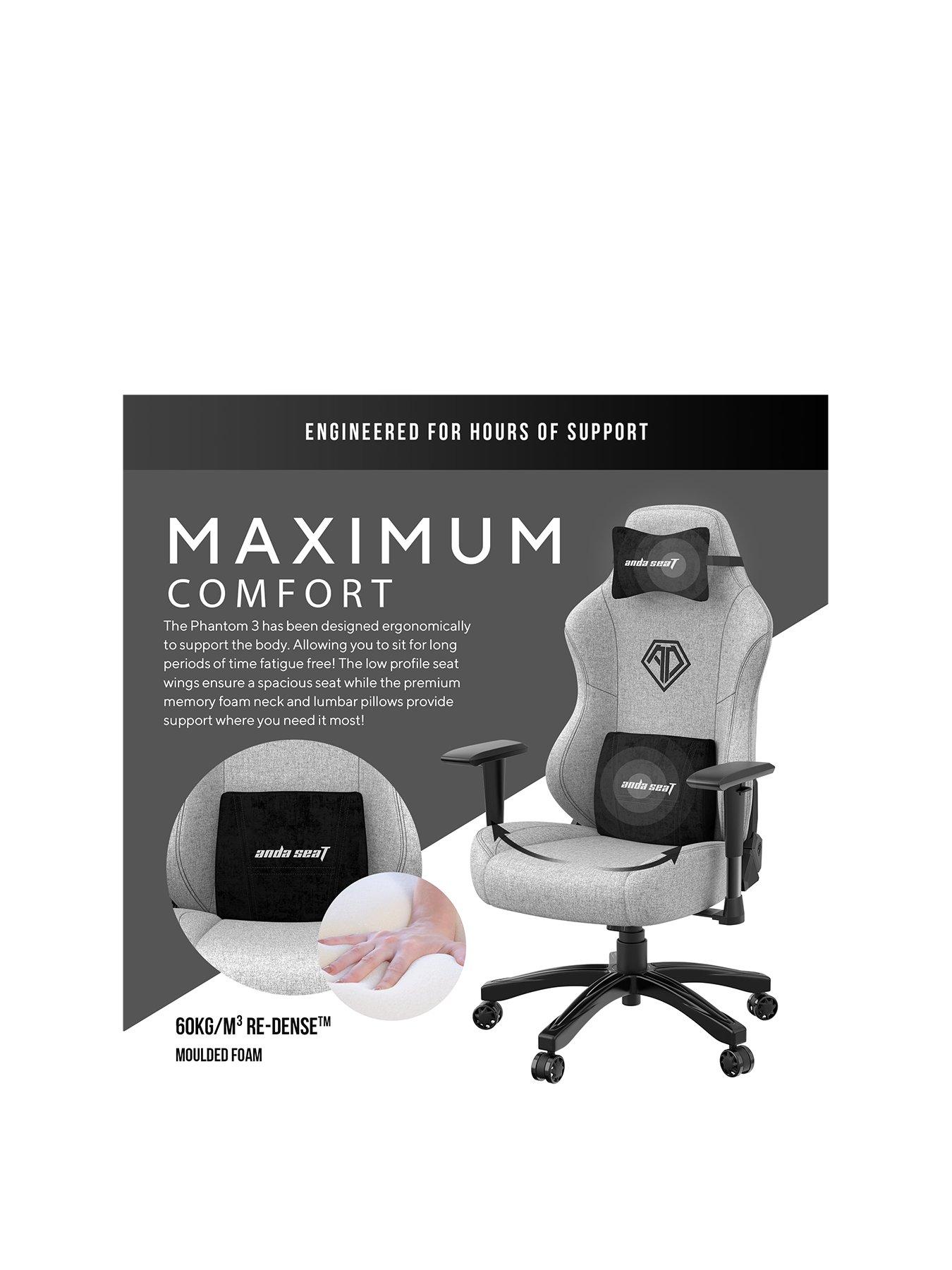 Andaseat Phantom 3 Premium Gaming Chair Grey | very.co.uk