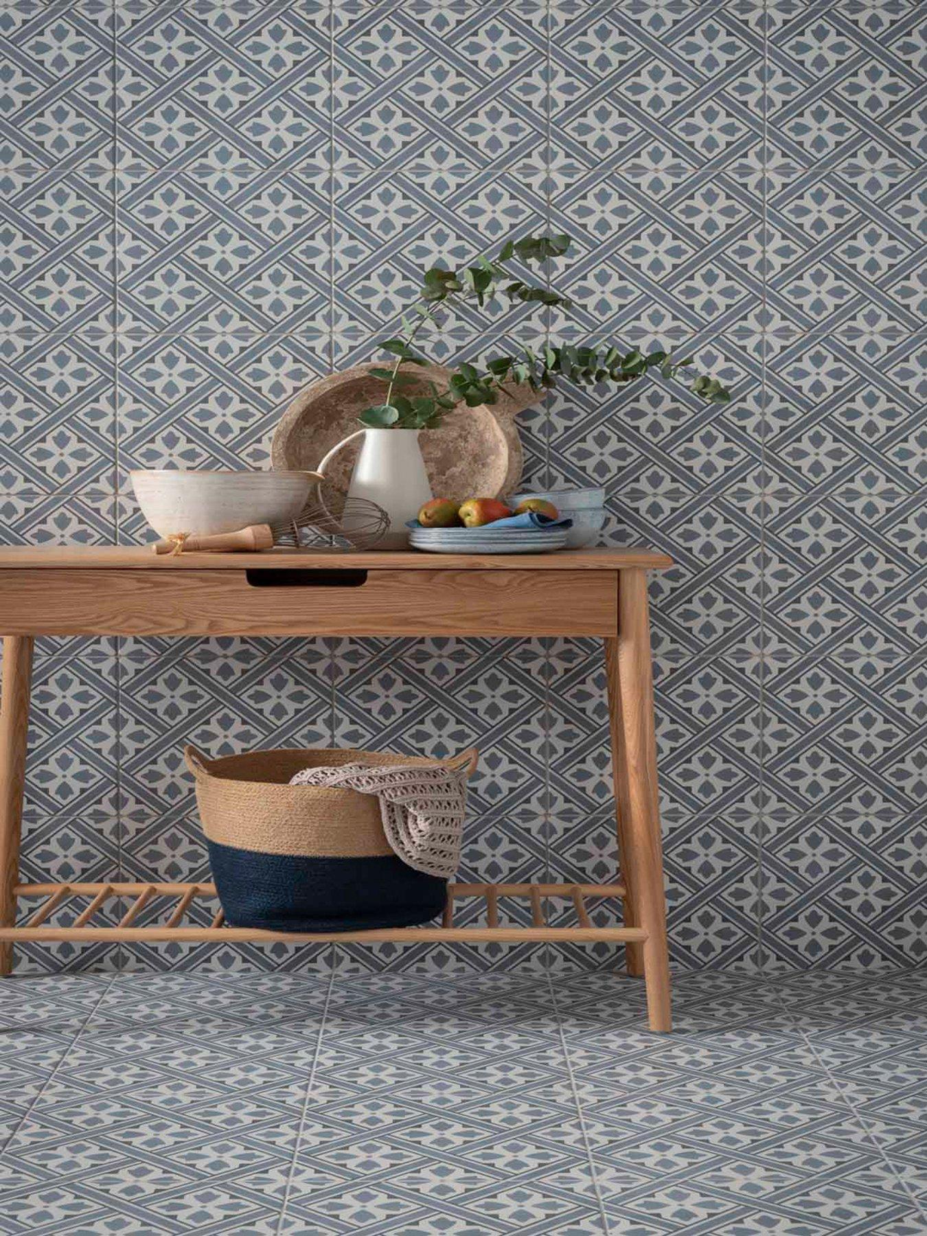 Topps Tiles Fleur Blue 33cm x 33cm (Box of 13 Tiles) | very.co.uk