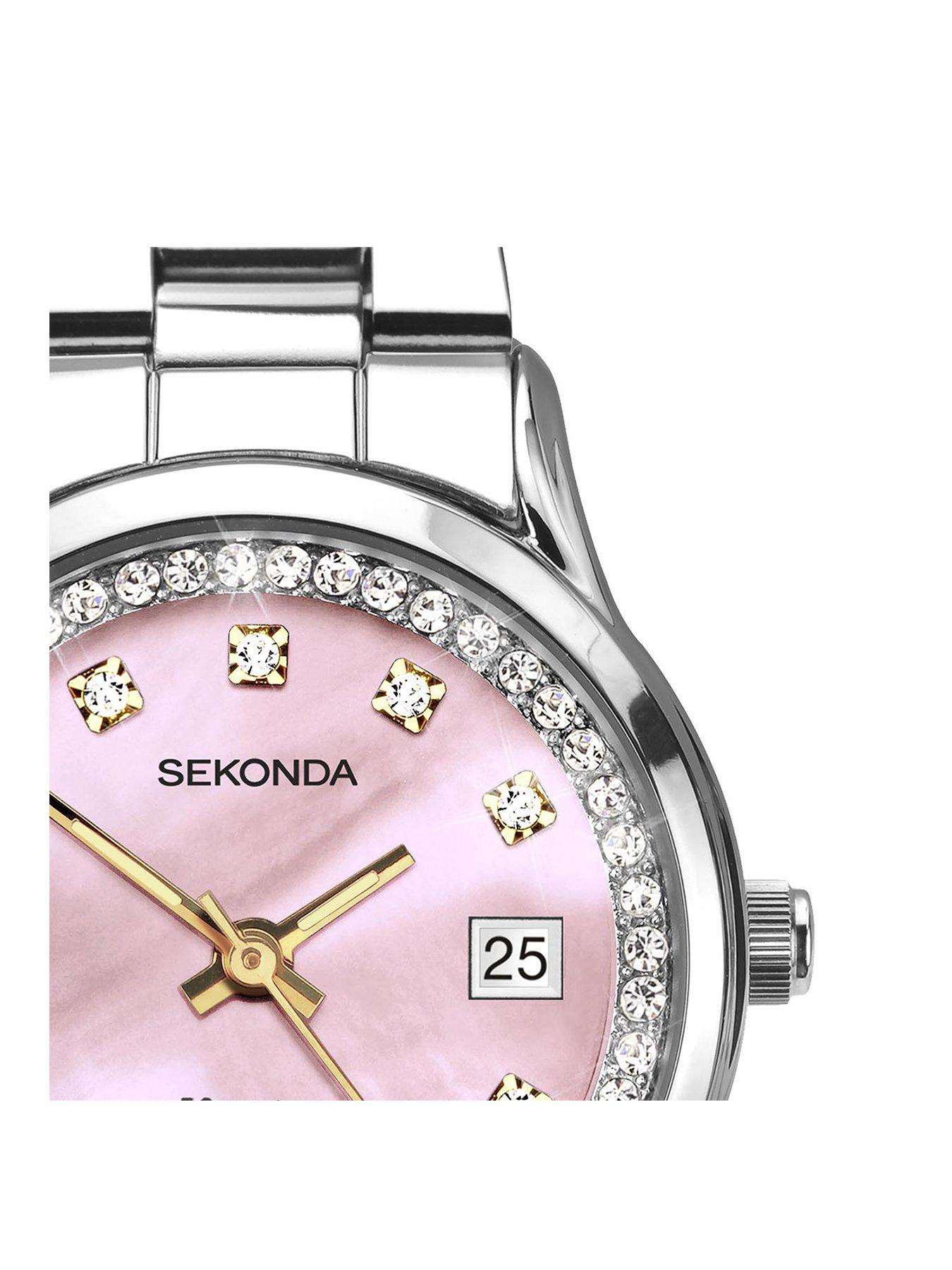 Sekonda Ladies Silver Stainless Steel Bracelet with Pink Dial Watch | Very