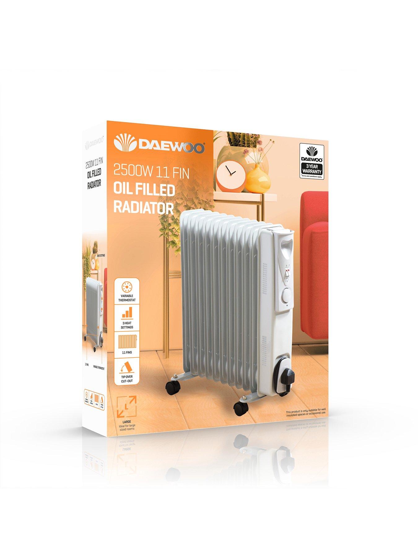 Daewoo 2500W 11-Fin Oil-Filled Radiator | very.co.uk