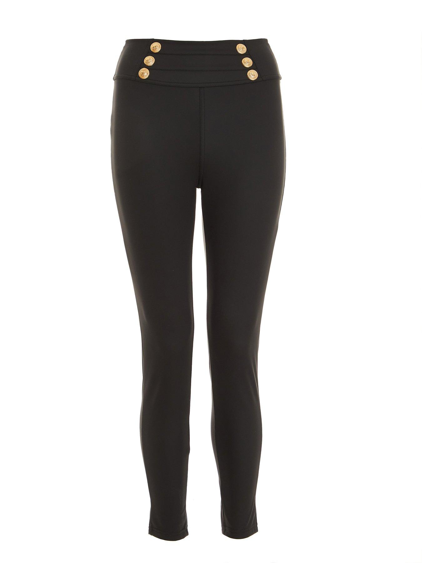 Quiz Faux Leather Button Leggings | Very