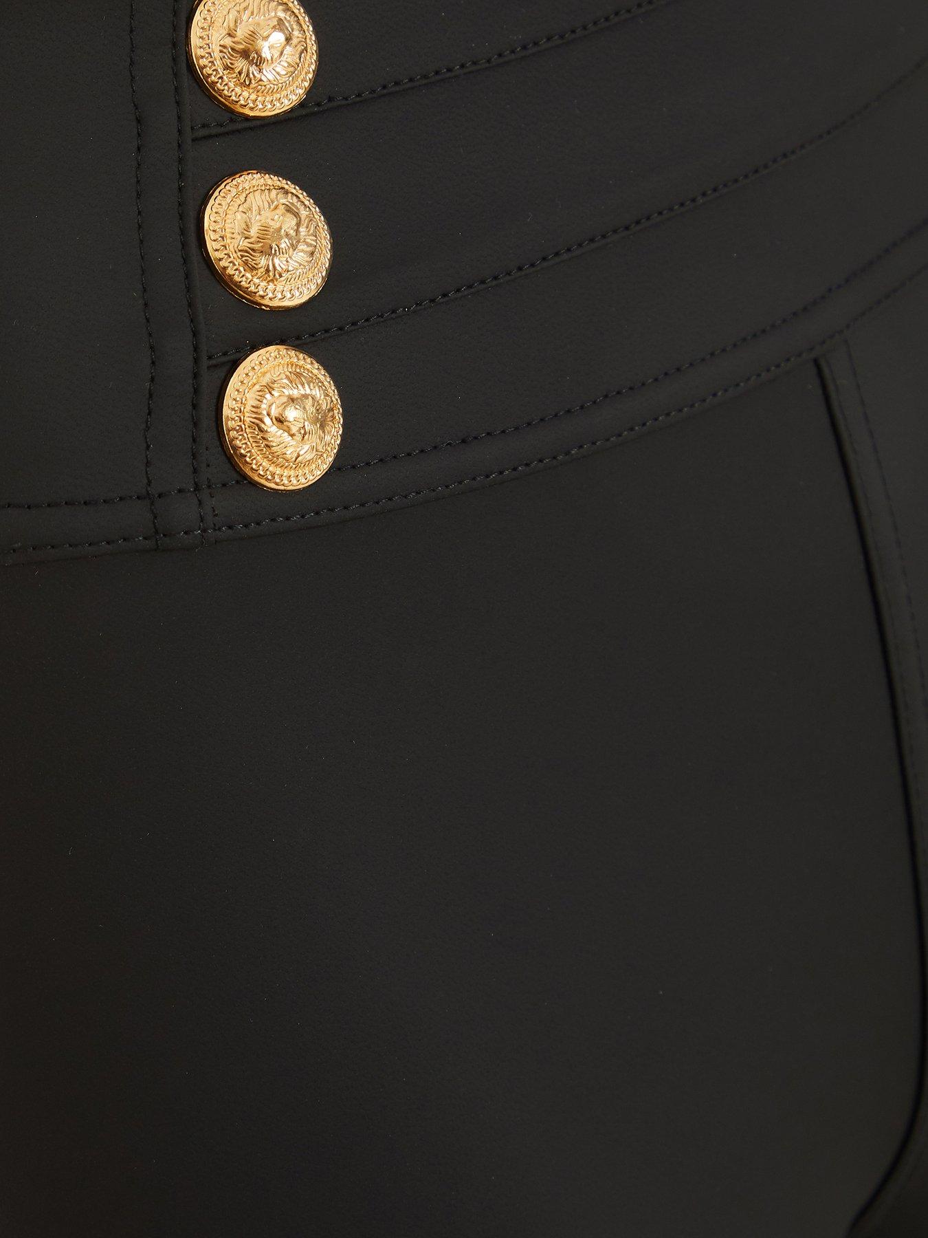 Quiz Faux Leather Button Leggings Very