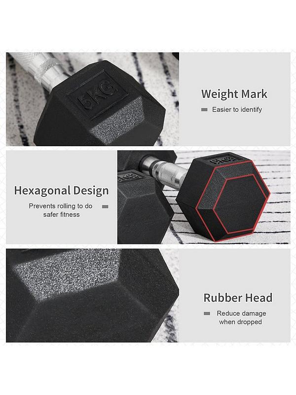 Homcom 2 x 5kg Hex Rubber Dumbbells Set | Very Homcom 2 x 5kg Hex Rubber Dumbbells Set | Very