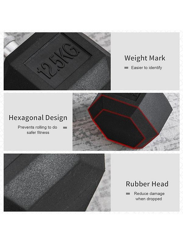 Homcom 12.5KG Single Rubber Hex Dumbbell | Very Homcom 12.5KG Single Rubber Hex Dumbbell | Very