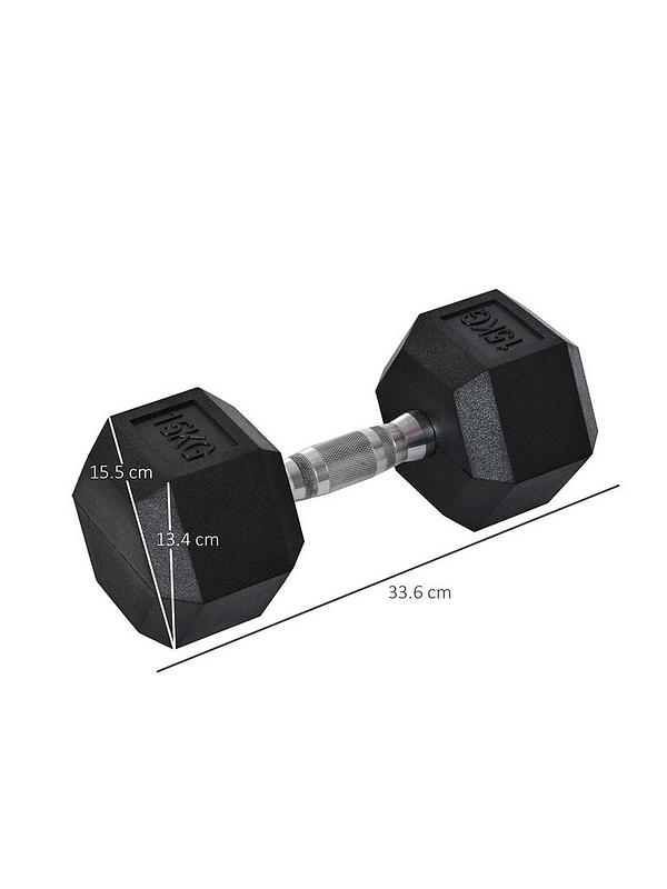 Homcom 15KG Single Rubber Hex Dumbbell | Very Homcom 15KG Single Rubber Hex Dumbbell | Very