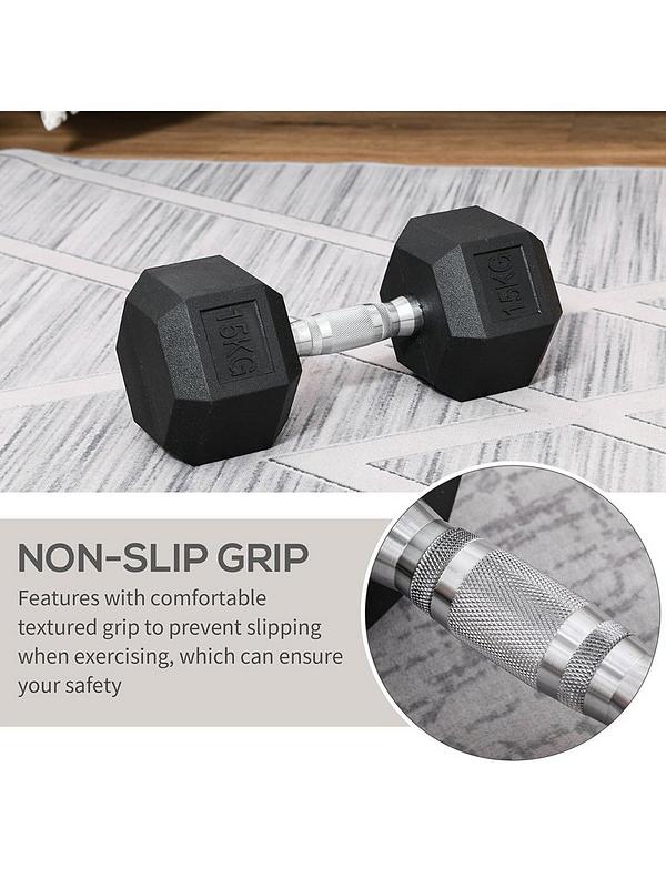 Homcom 15KG Single Rubber Hex Dumbbell | Very Homcom 15KG Single Rubber Hex Dumbbell | Very