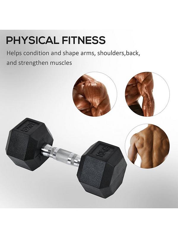 Homcom 2 x 10kg Hex Rubber Dumbbells Set | Very Homcom 2 x 10kg Hex Rubber Dumbbells Set | Very
