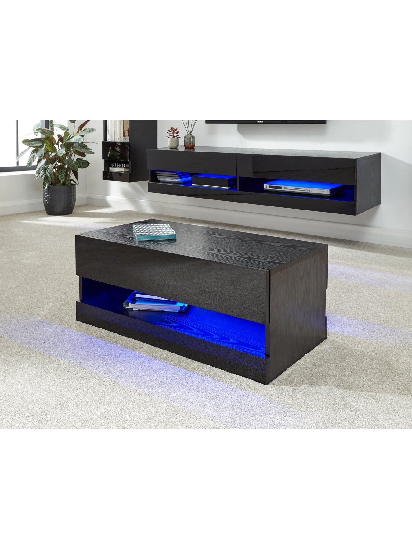 GFW Galicia Compact Coffee Table with LED Light - Black | very.co.uk