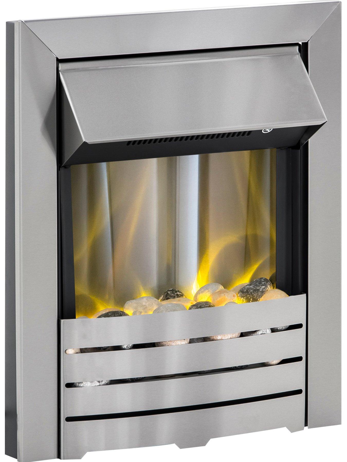 Adam Fires & Fireplaces Adam Helios Electric Fire in Brushed Steel ...