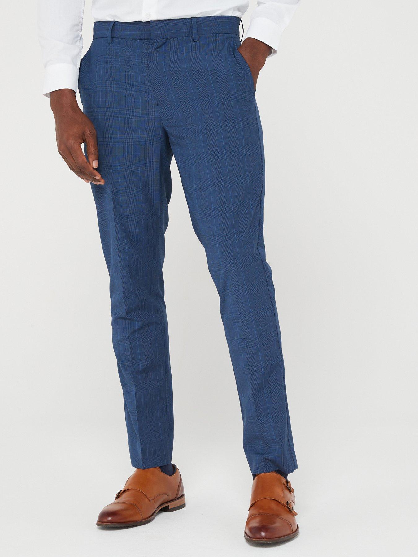 Peter Werth X Very Slim Fit Check Suit Trouser - Navy | Very.co.uk