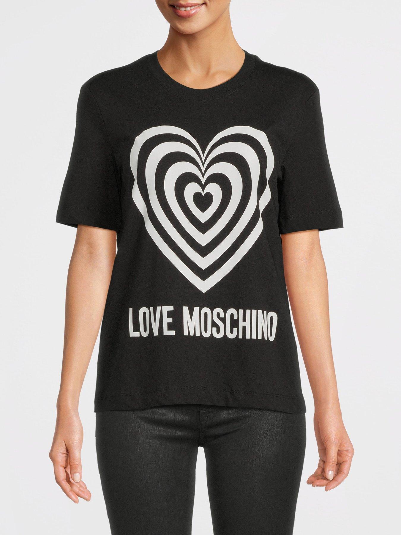 LOVE MOSCHINO Heart Logo T-Shirt - Black | Very.co.uk