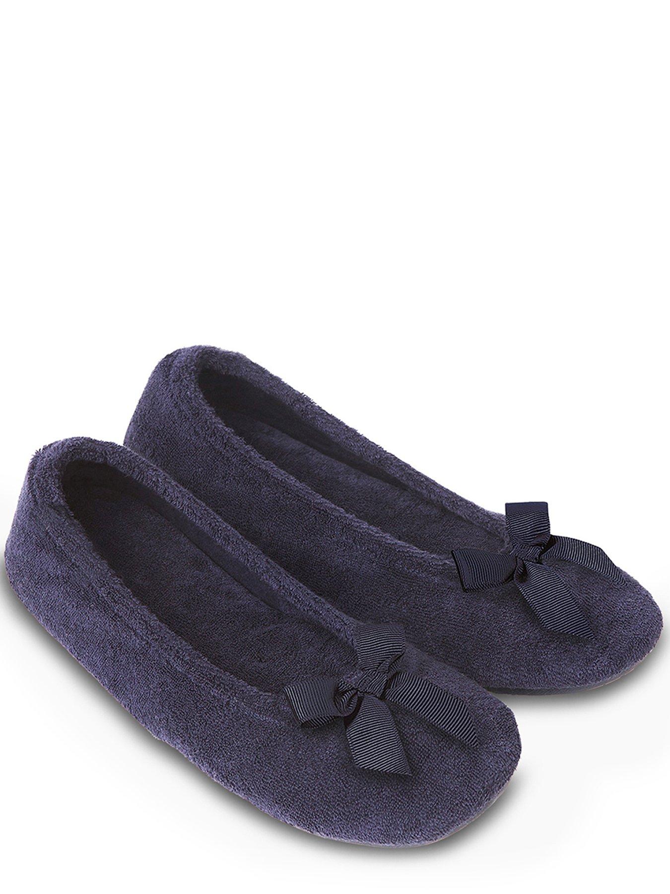 TOTES Isotoner Terry Ballerina Slipper - Navy | Very