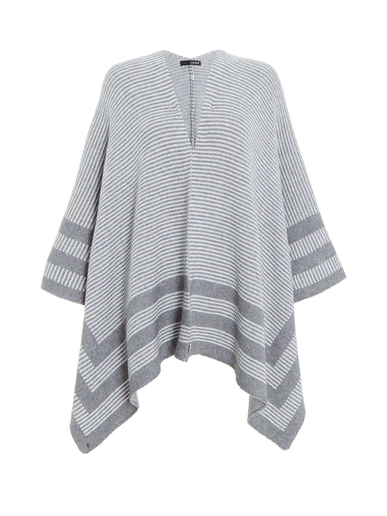 Quiz Striped Cape - Grey | Very