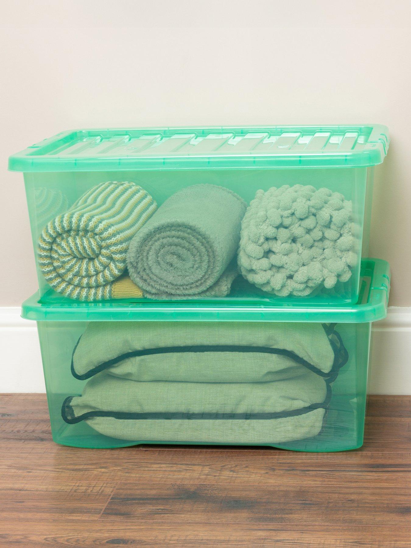 Wham Set of 2 Crystal Green Storage Boxes – 45-litre Capacity | Very