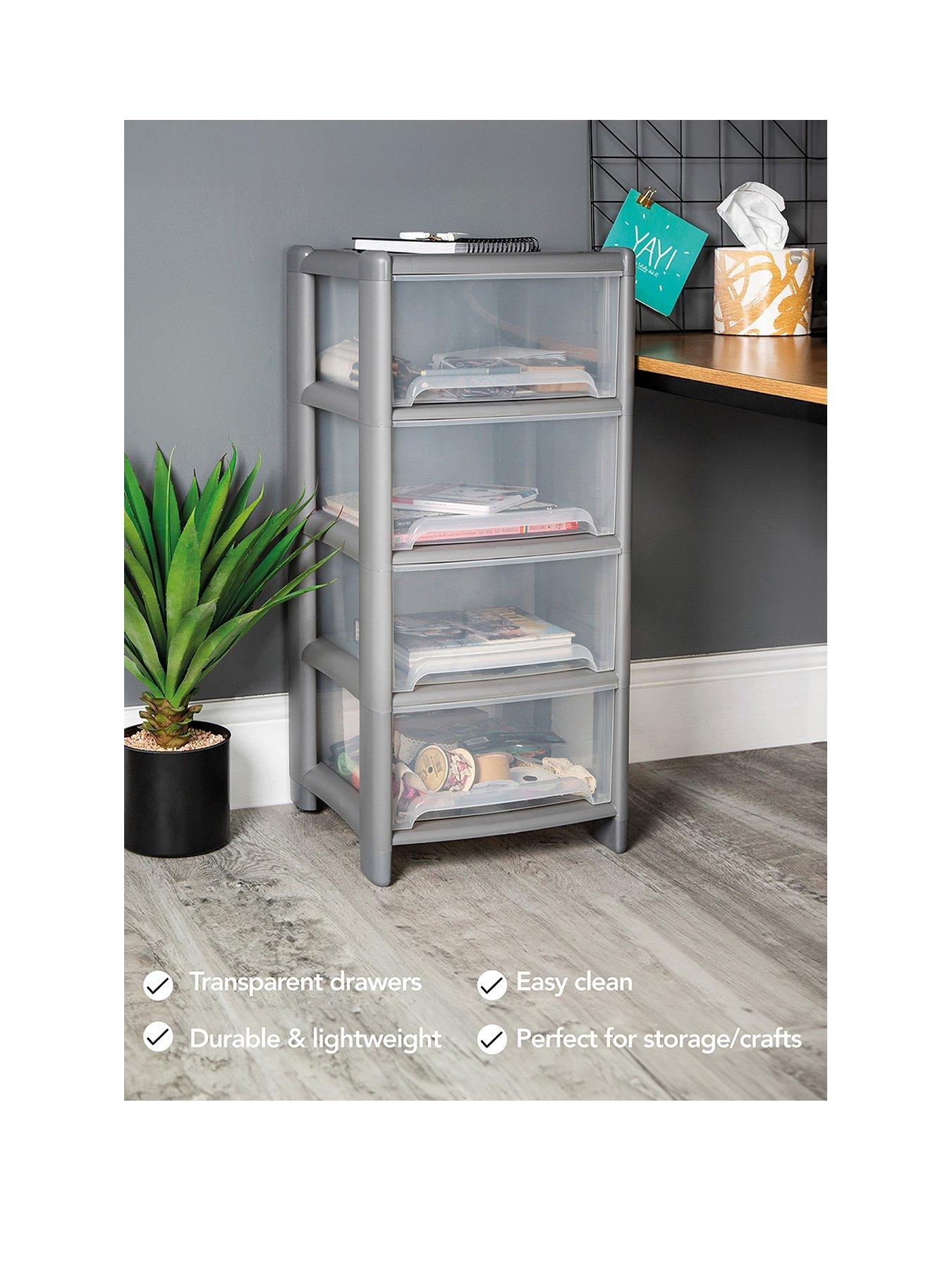Wham Deep 4-Drawer Storage Unit - Light Grey | Very