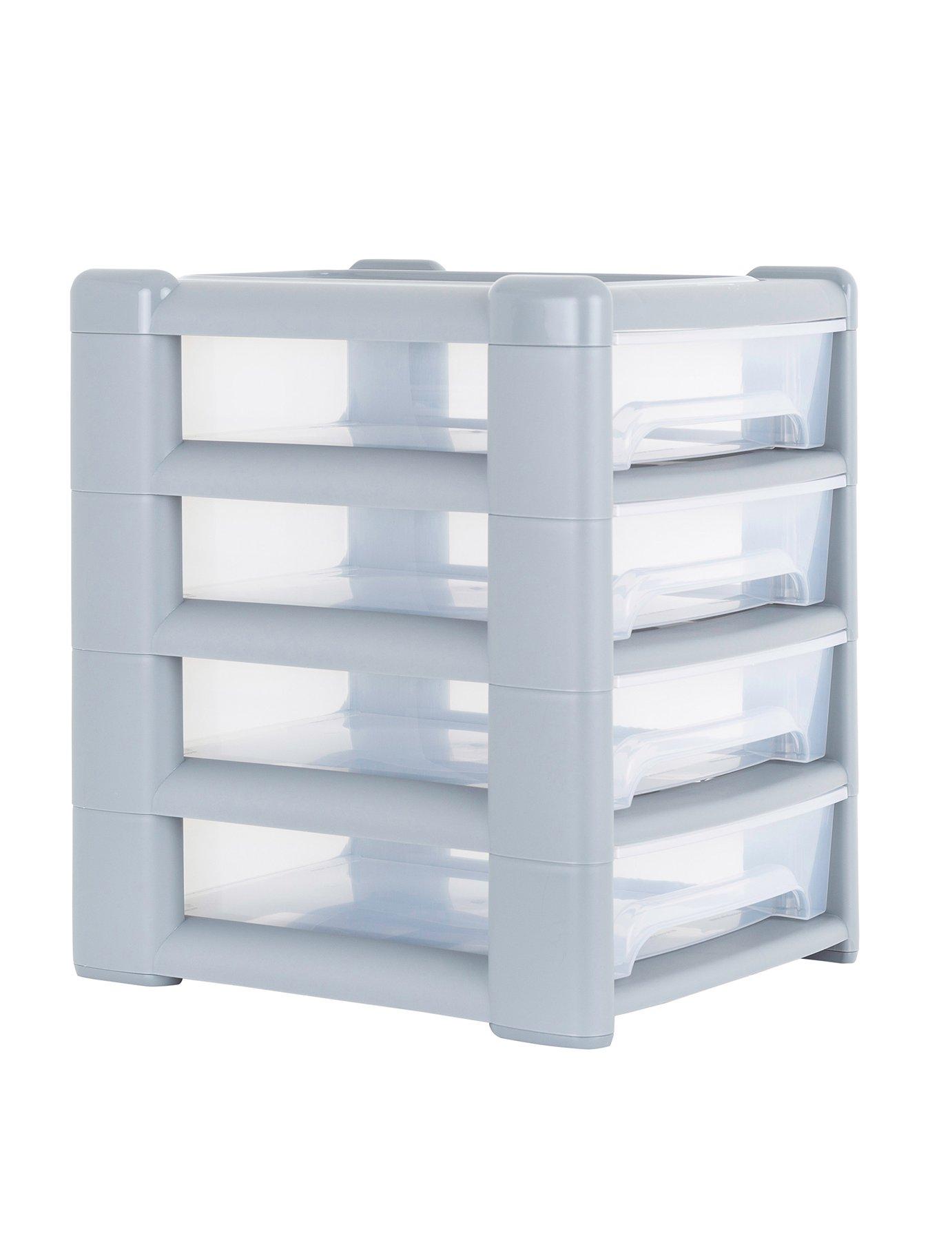 Wham Shallow 4-Drawer Storage Unit in Light Grey | Very.co.uk