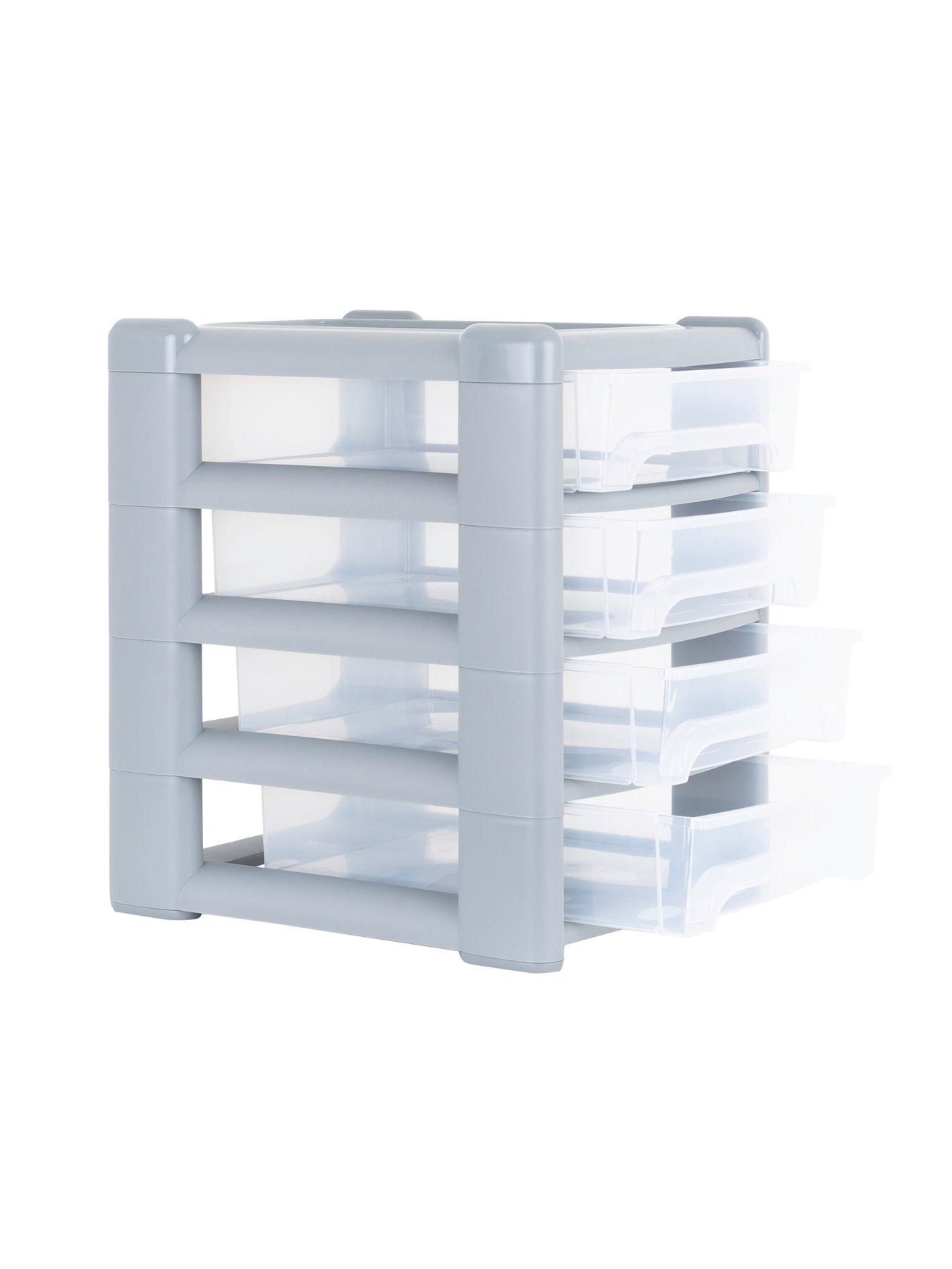 Wham Shallow 4-Drawer Storage Unit in Light Grey | very.co.uk