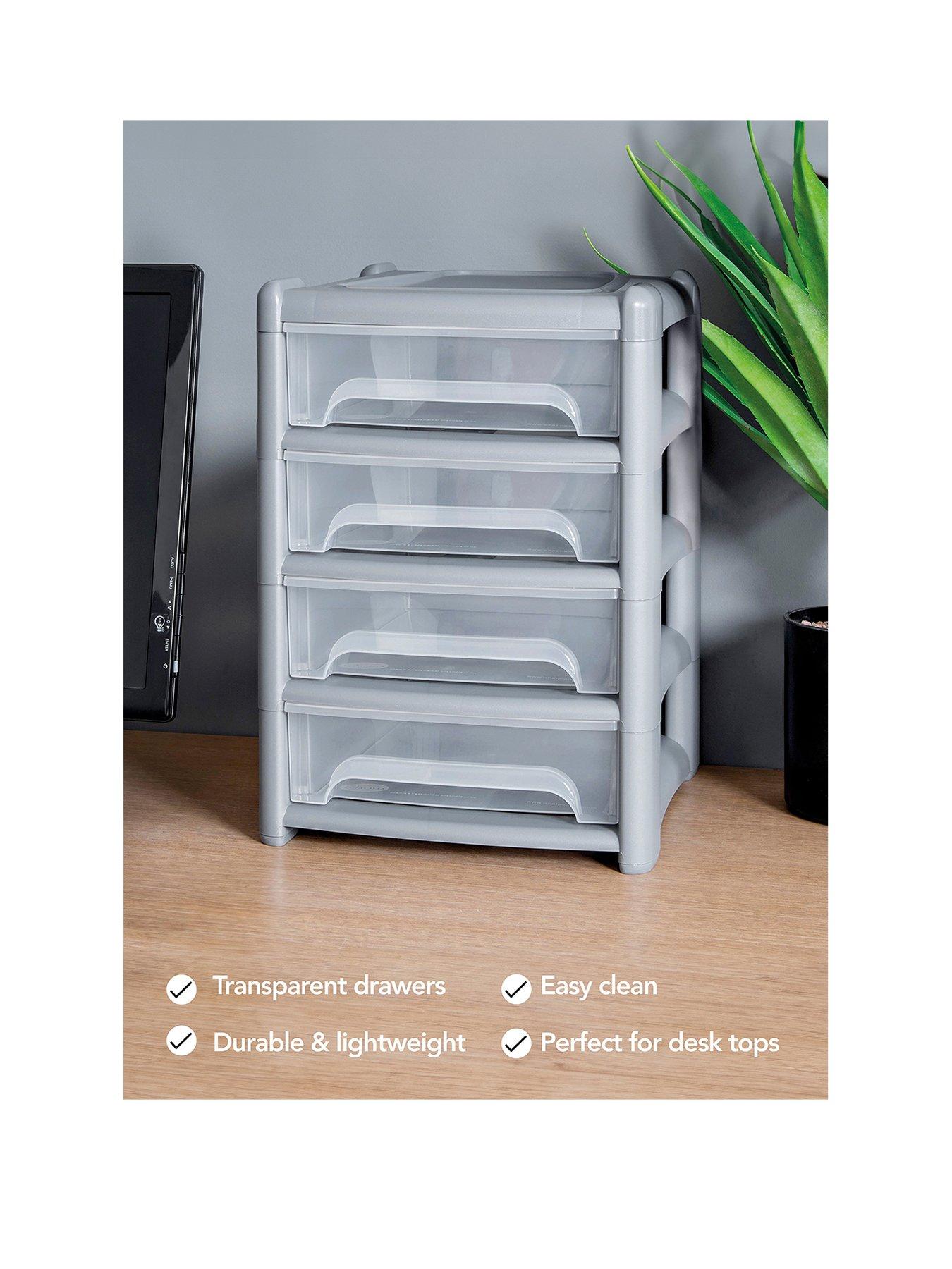 Wham Shallow 4-Drawer Storage Unit in Light Grey | Very.co.uk