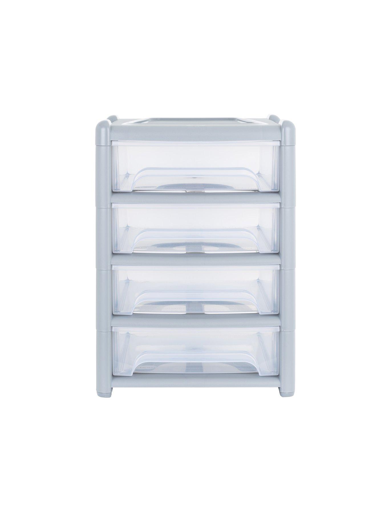 Wham Shallow 4-Drawer Storage Unit in Light Grey | Very.co.uk